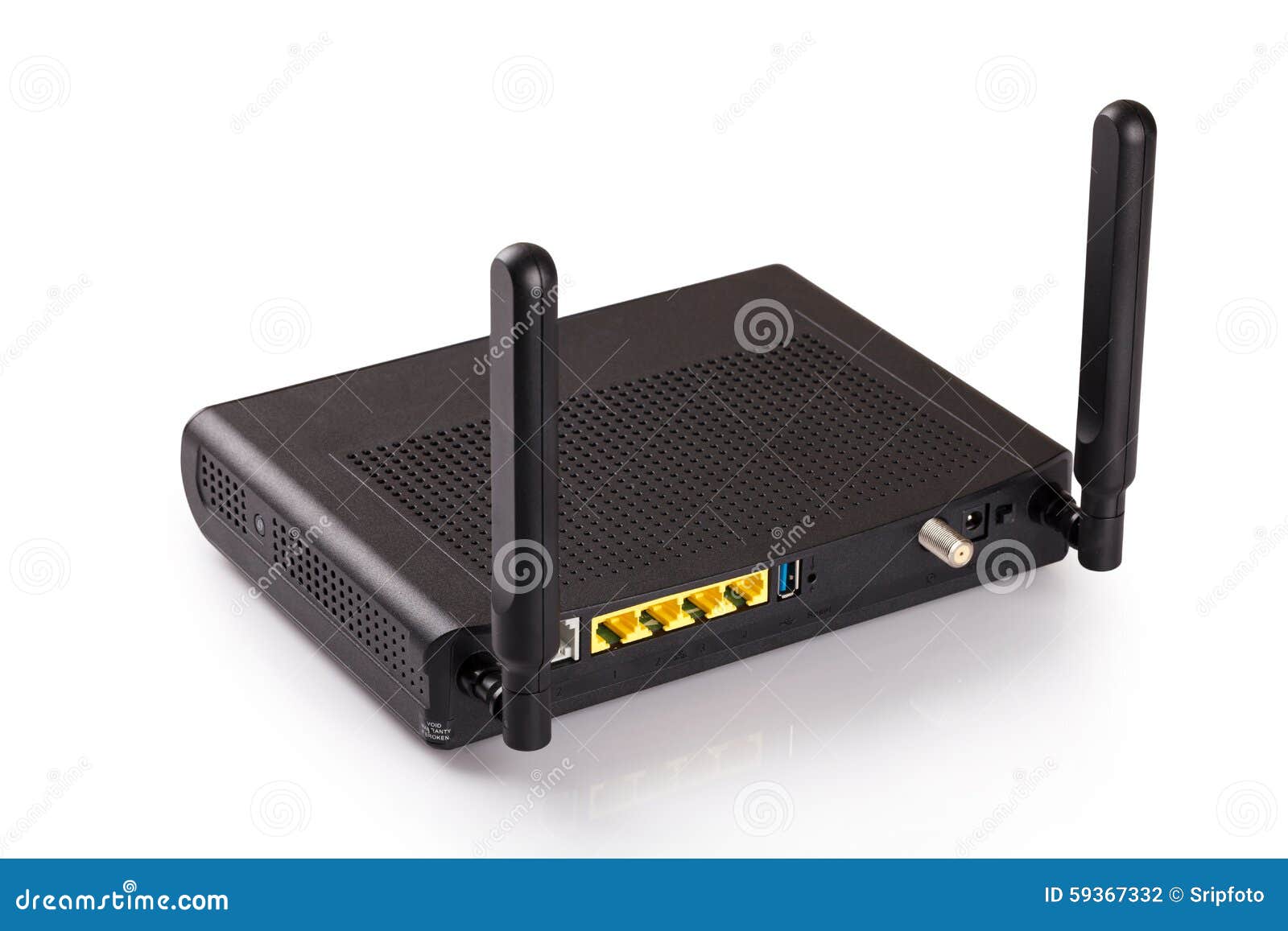 Black Wireless Router Isolated on White Background Stock Photo - Image ...