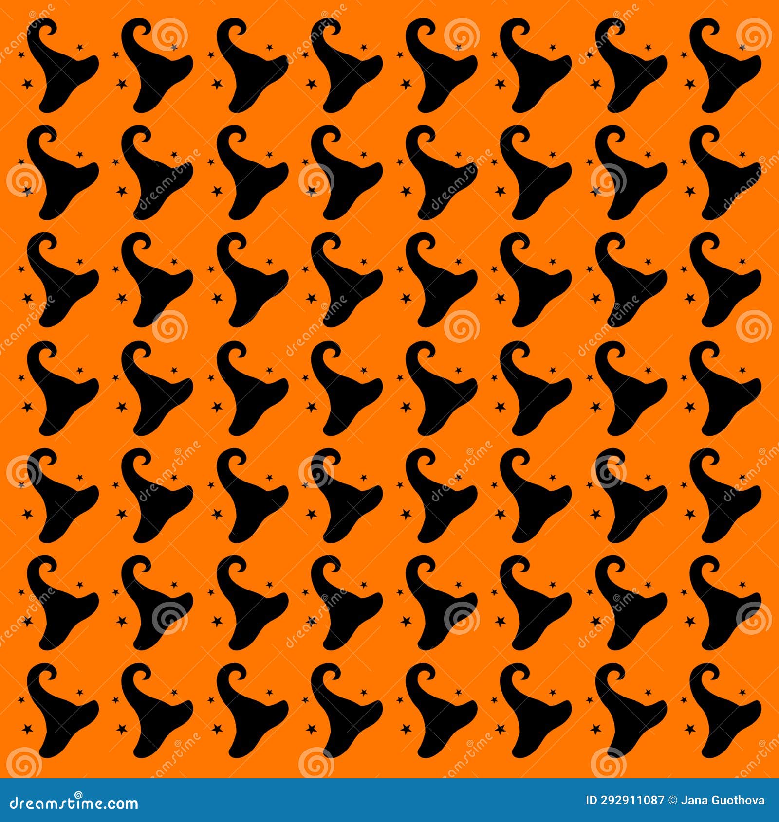 Black Witch Hats on Orange Background Pattern Texture Stock Vector ...