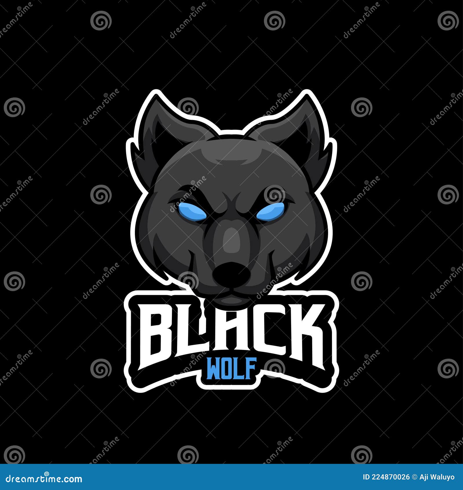 Black Wolf Creative Gaming Mascot Stock Illustration - Illustration of vector, head: 224870026