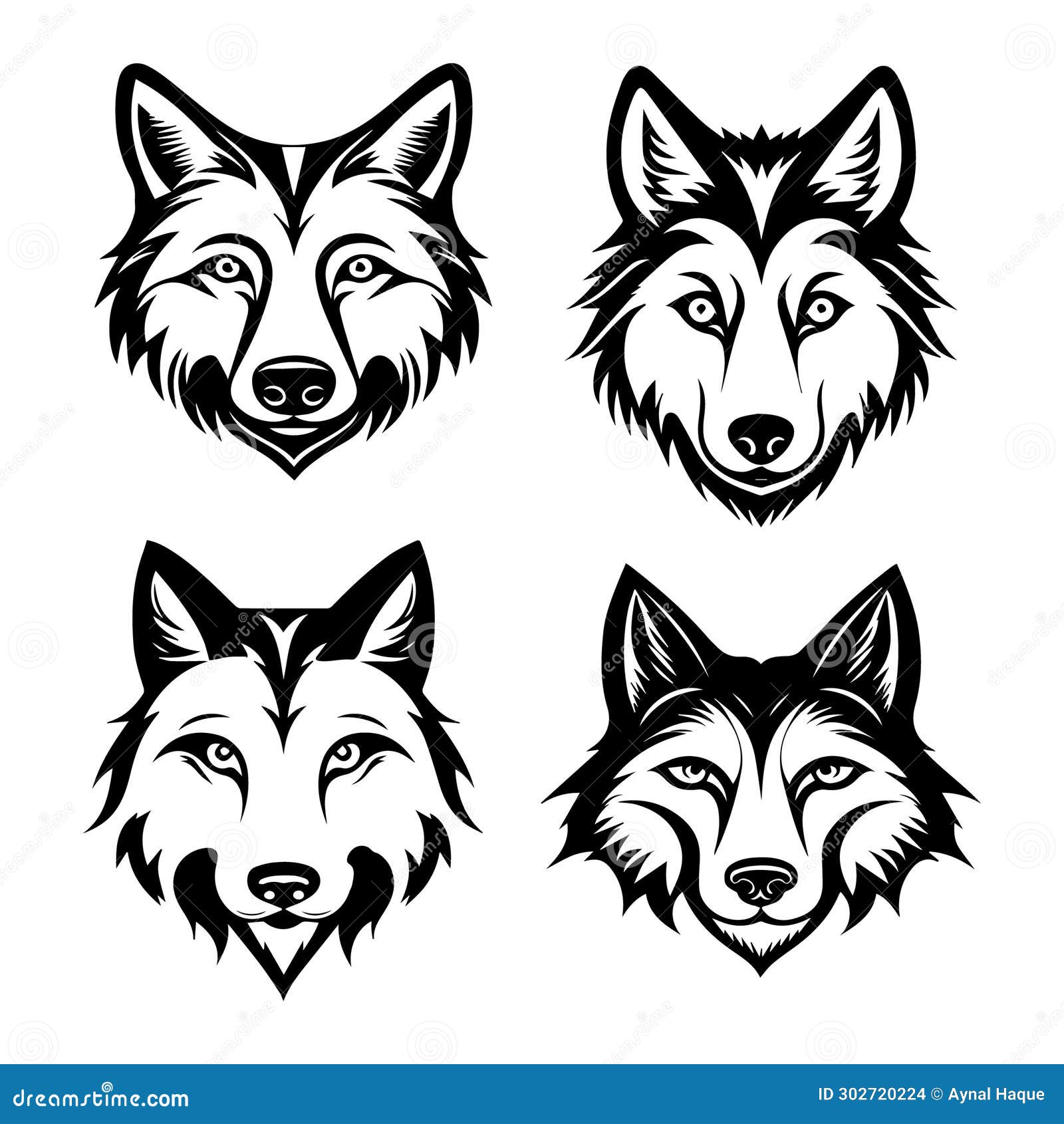 Black Wolf Head Vector Illustration Stock Vector - Illustration of ...
