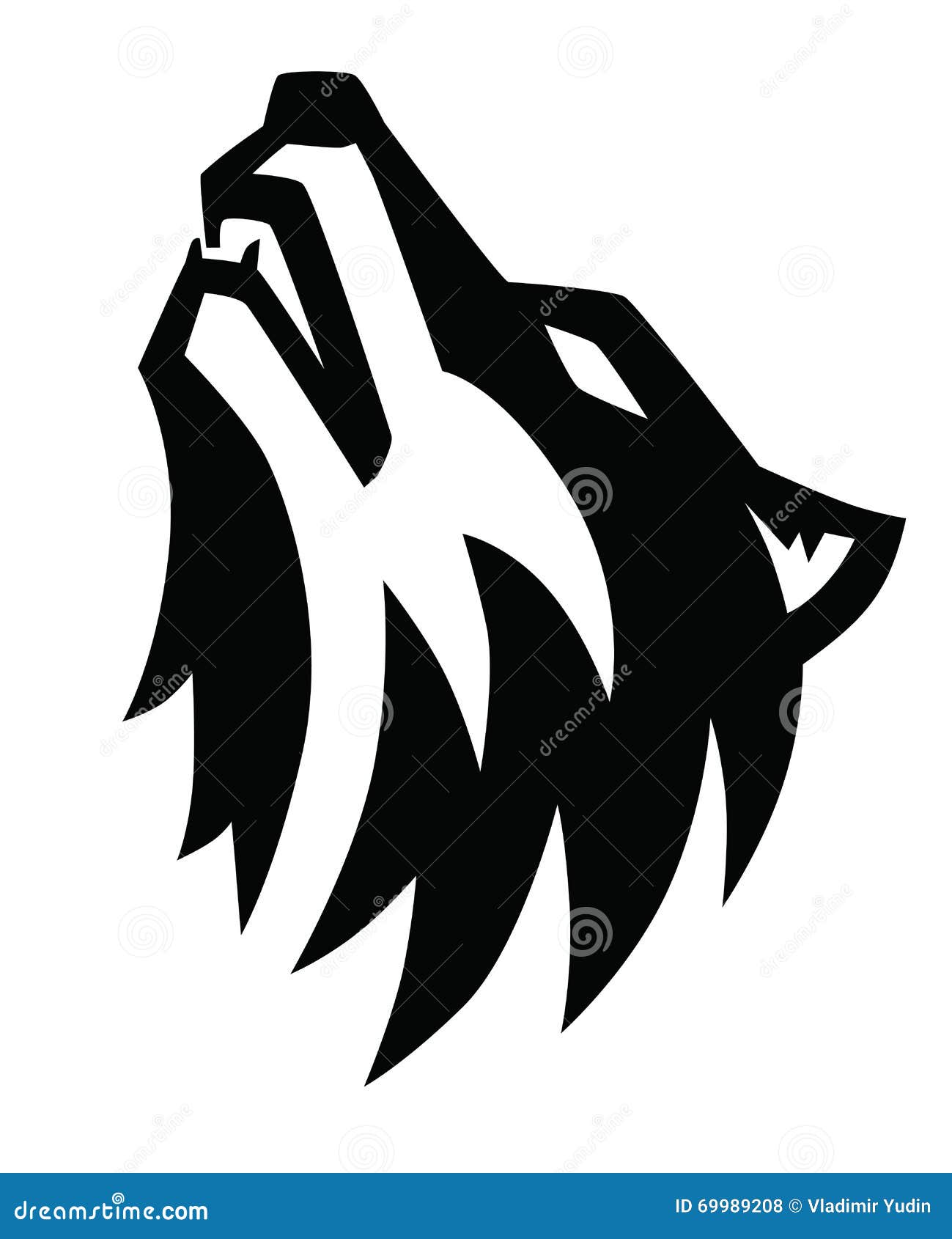 Black wolf howl emblem stock vector. Illustration of graphic - 69989208