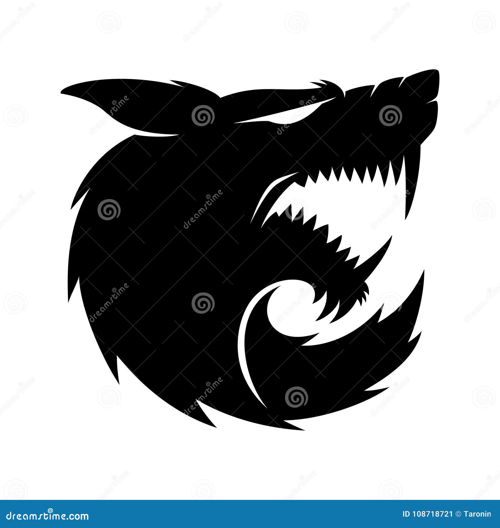 Wolf Sign And Lettering. Hand Drawn Vector Illustration. Black Ink ...