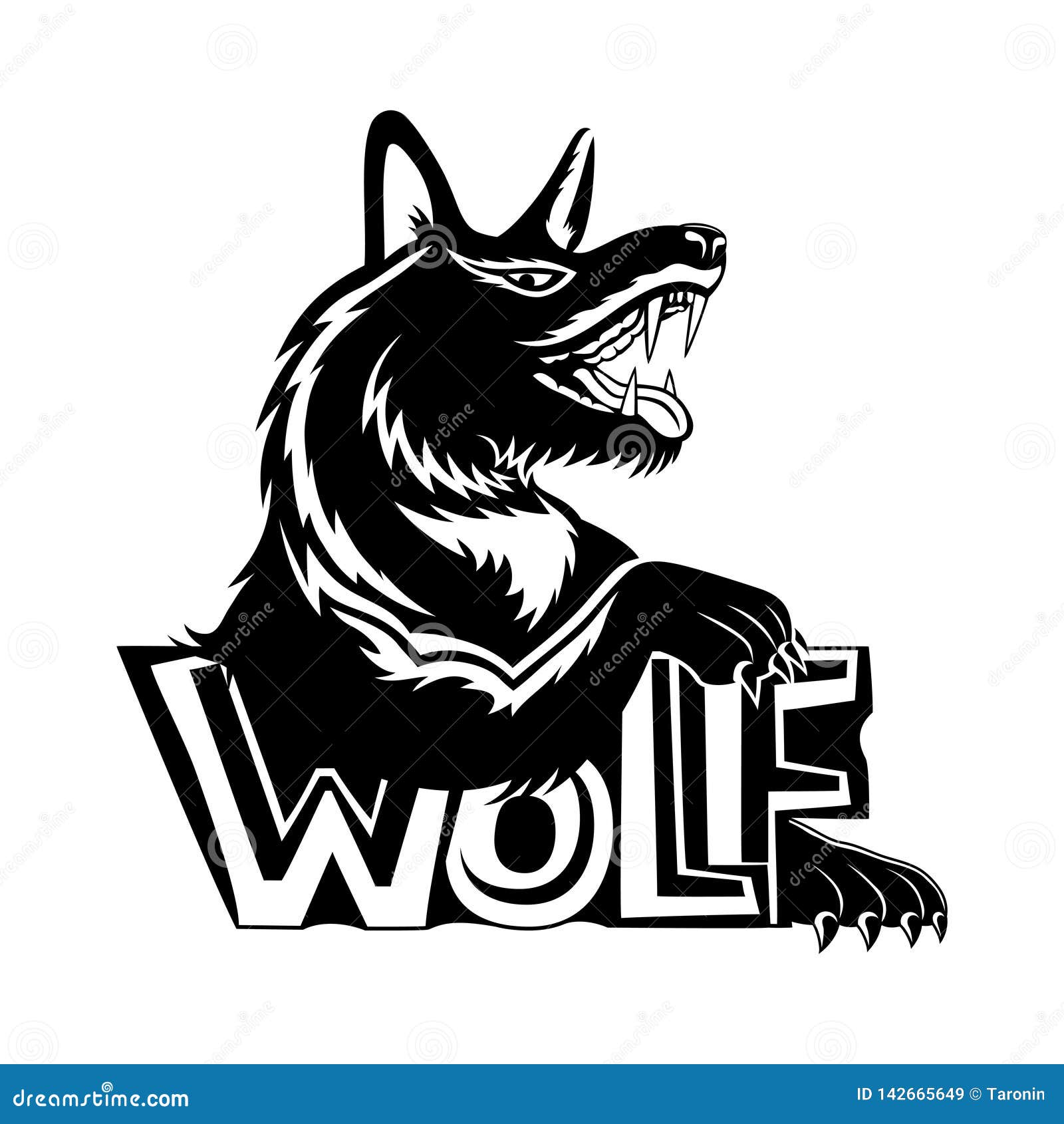 Black wolf sign. stock vector. Illustration of funny - 142665649