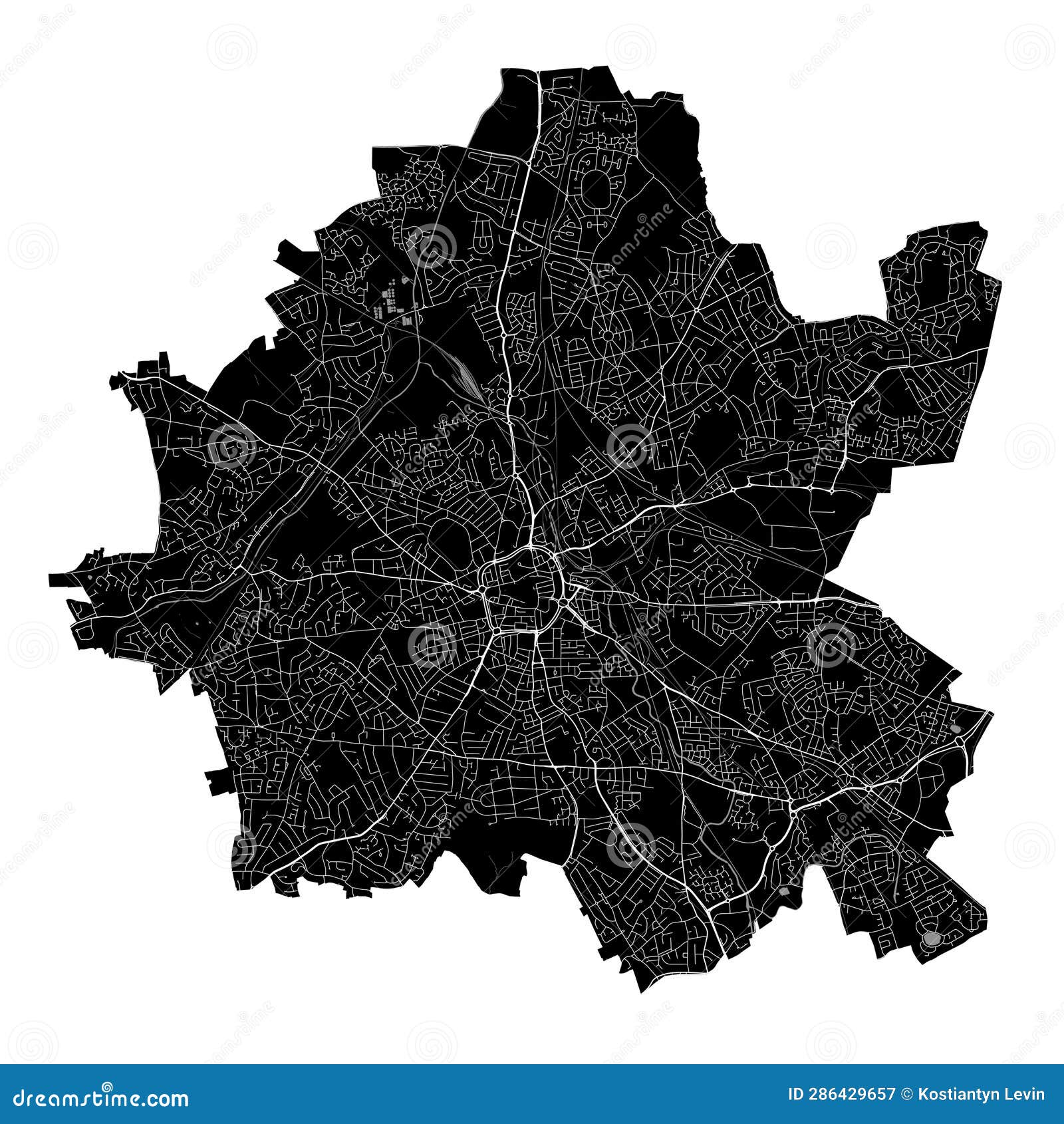 Black Wolverhampton City Map, Administrative Area Stock Vector ...