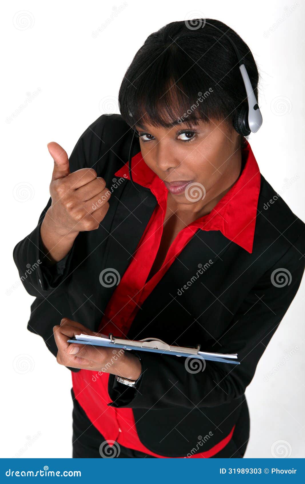 Black Woman Answering a Hotline. Stock Image - Image of dark, looking ...
