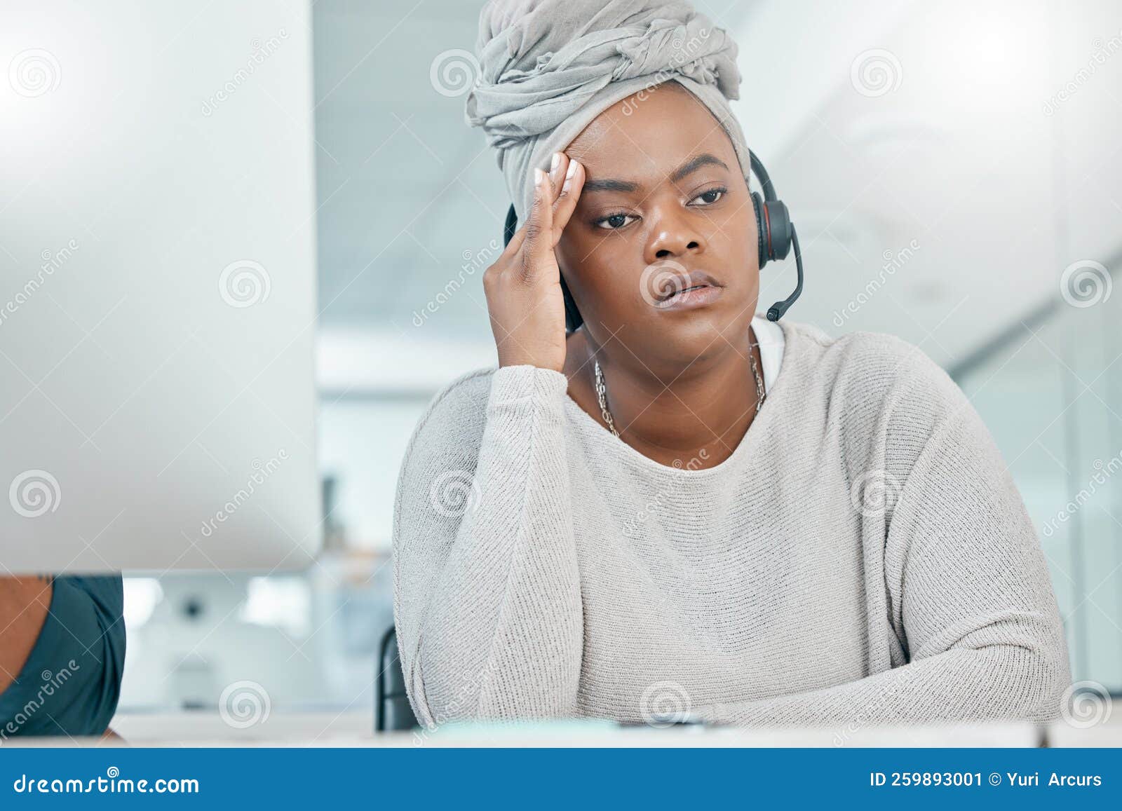 Black Woman, Call Center and Stress, Headache and Tired in Customer ... Black Woman, Call Center and Stress, Headache and Tired in Customer ...