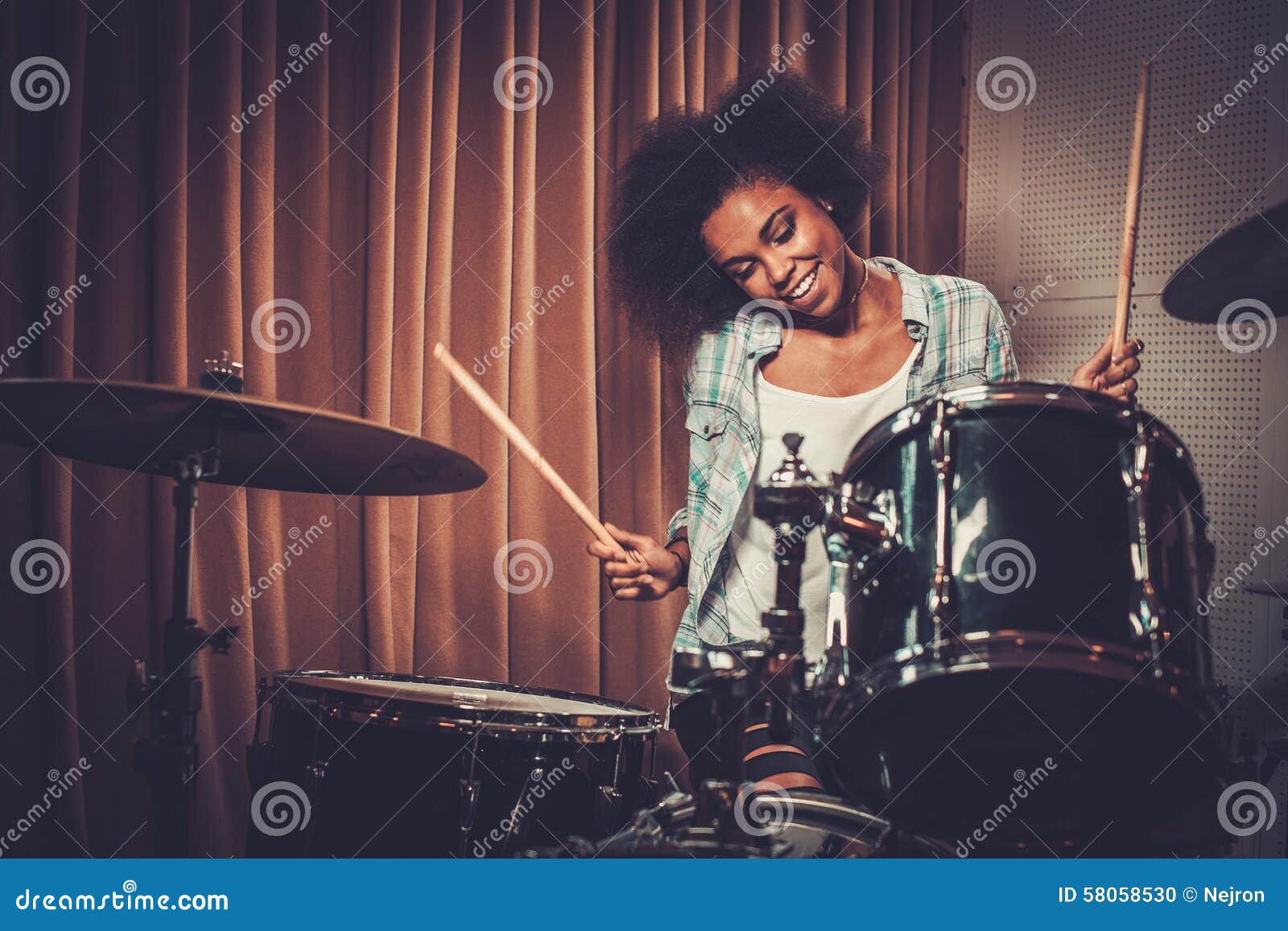 Black woman drummer stock photo. Image of instruments - 58058530