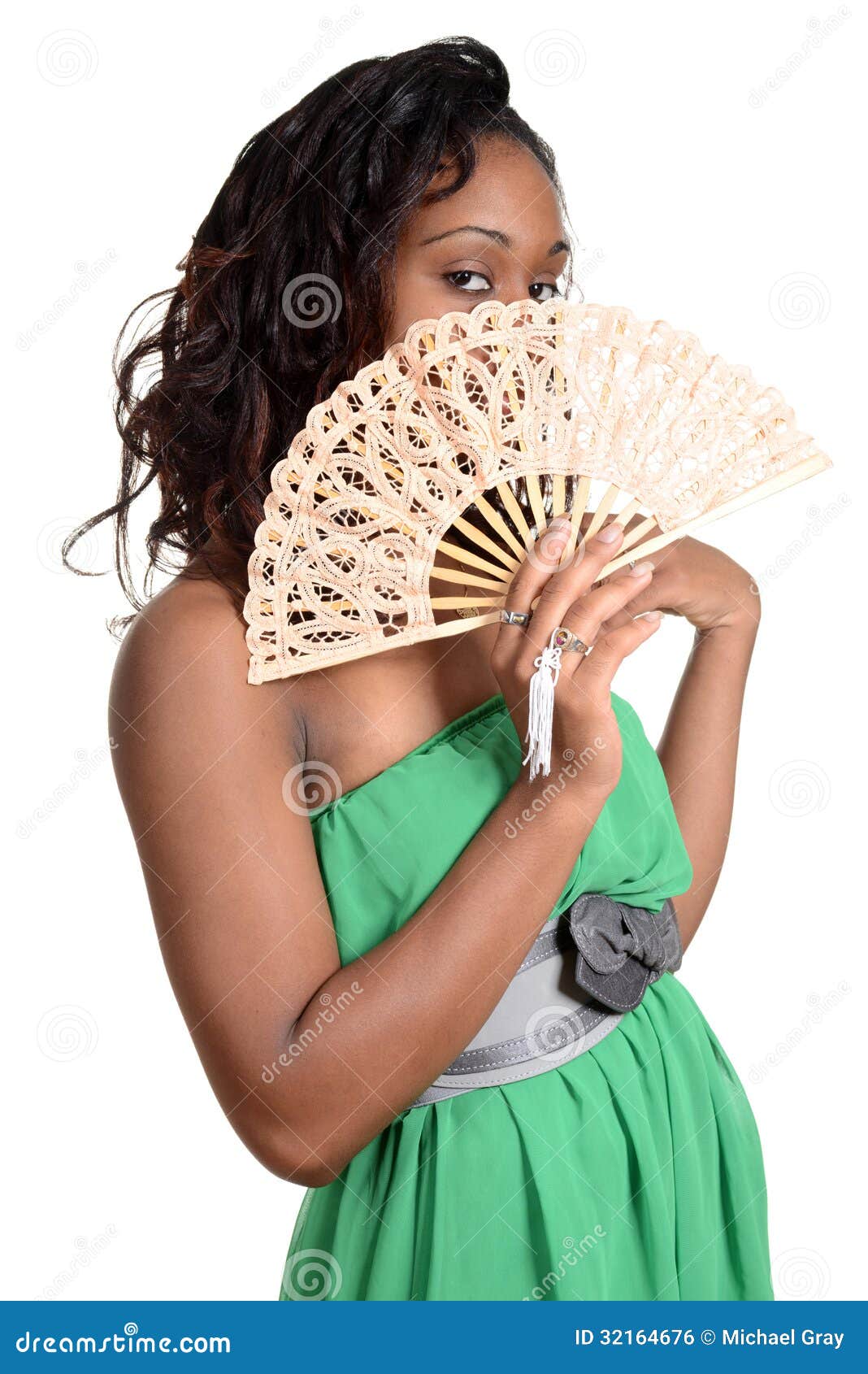 Black woman with fan stock photo. Image of beauty, female - 32164676