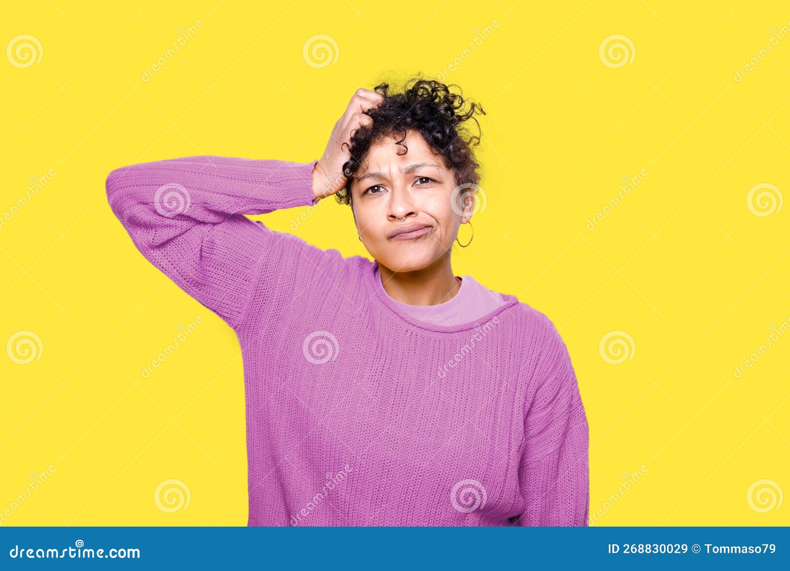 Black Woman Frowning and Having Regret Face Expression Stock Image ...