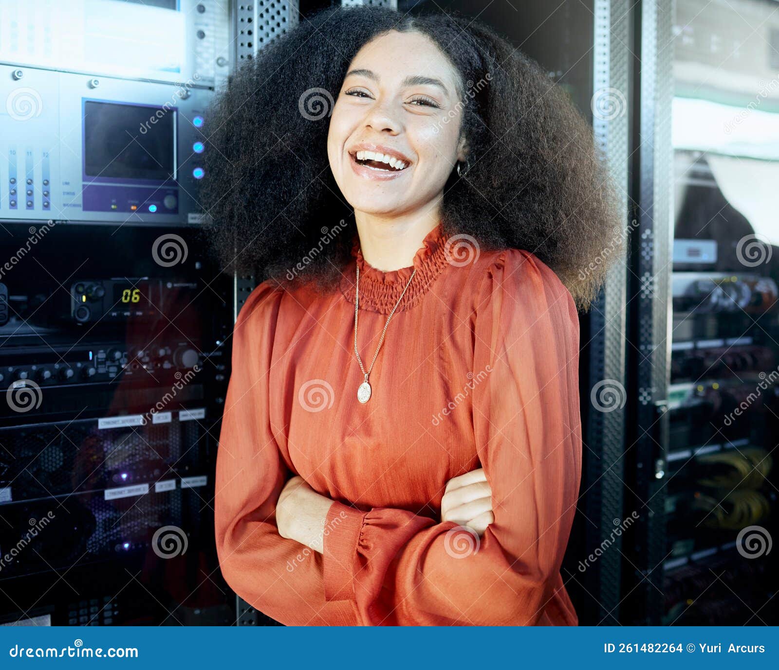 Black Woman, Happy and Portrait of Server Engineer in Workspace for ...