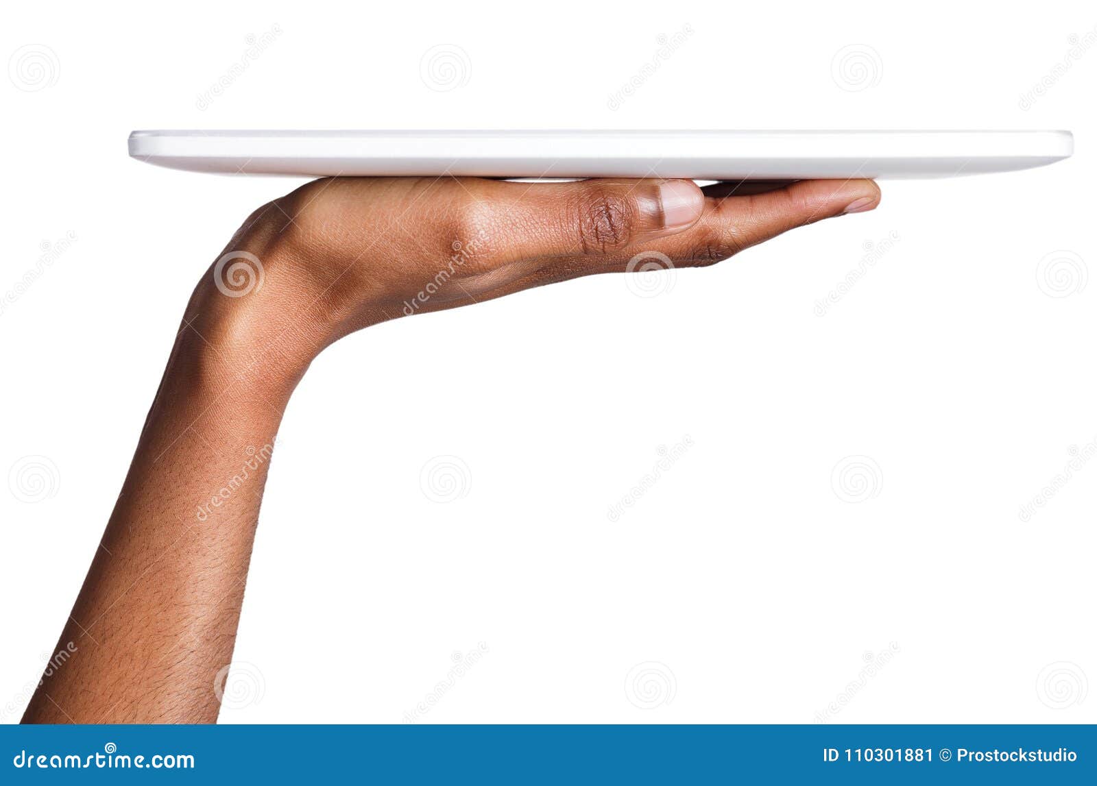 Black Woman Holding Digital Tablet Isolated, Side View Stock Image ... Black Woman Holding Digital Tablet Isolated, Side View Stock Image ...