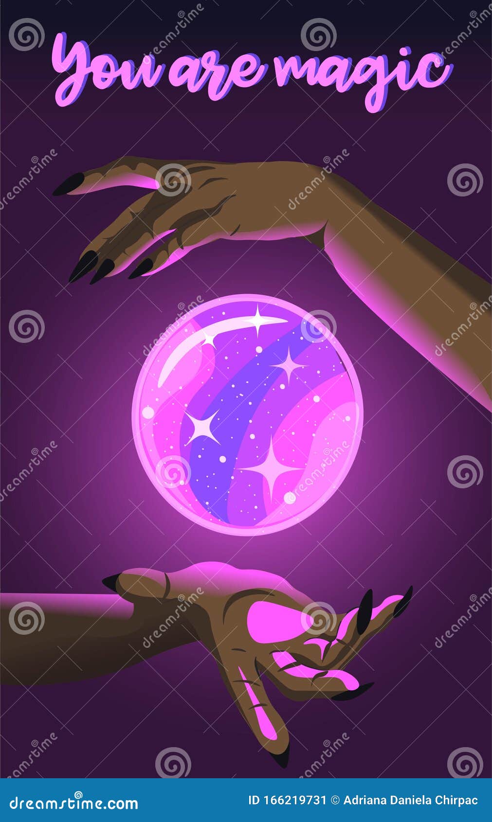 Black Woman Making a Glowing and Magic Crystal Ball To Float. Poster ...