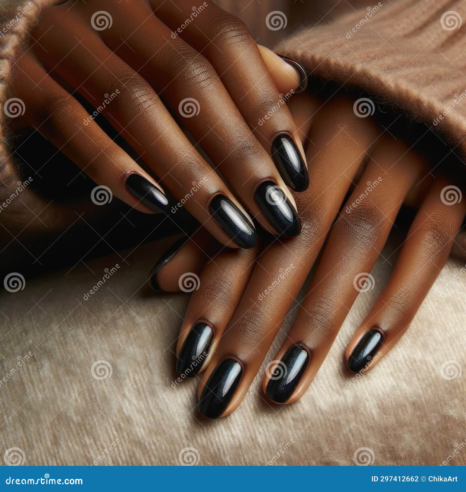 Black Woman S Hand Showcasing Manicured Nails. AI Generated Stock ...