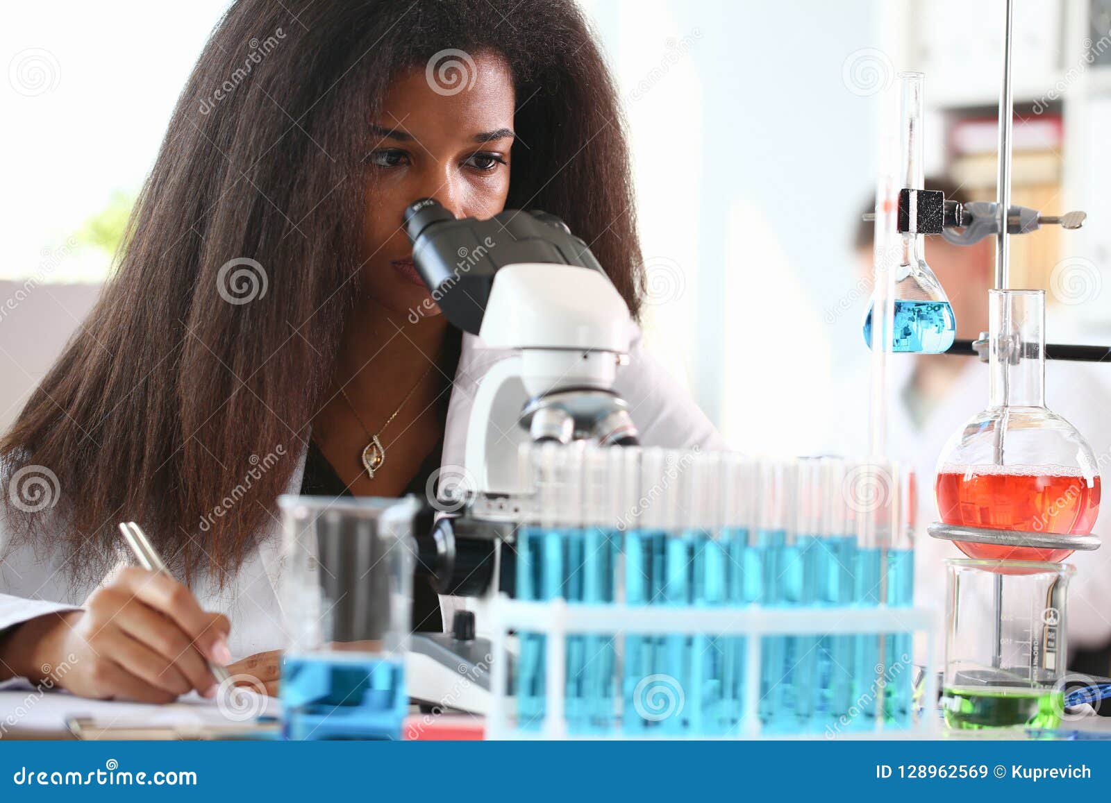 Black Woman Scientist Student Chemist in Protective Stock Image - Image ...
