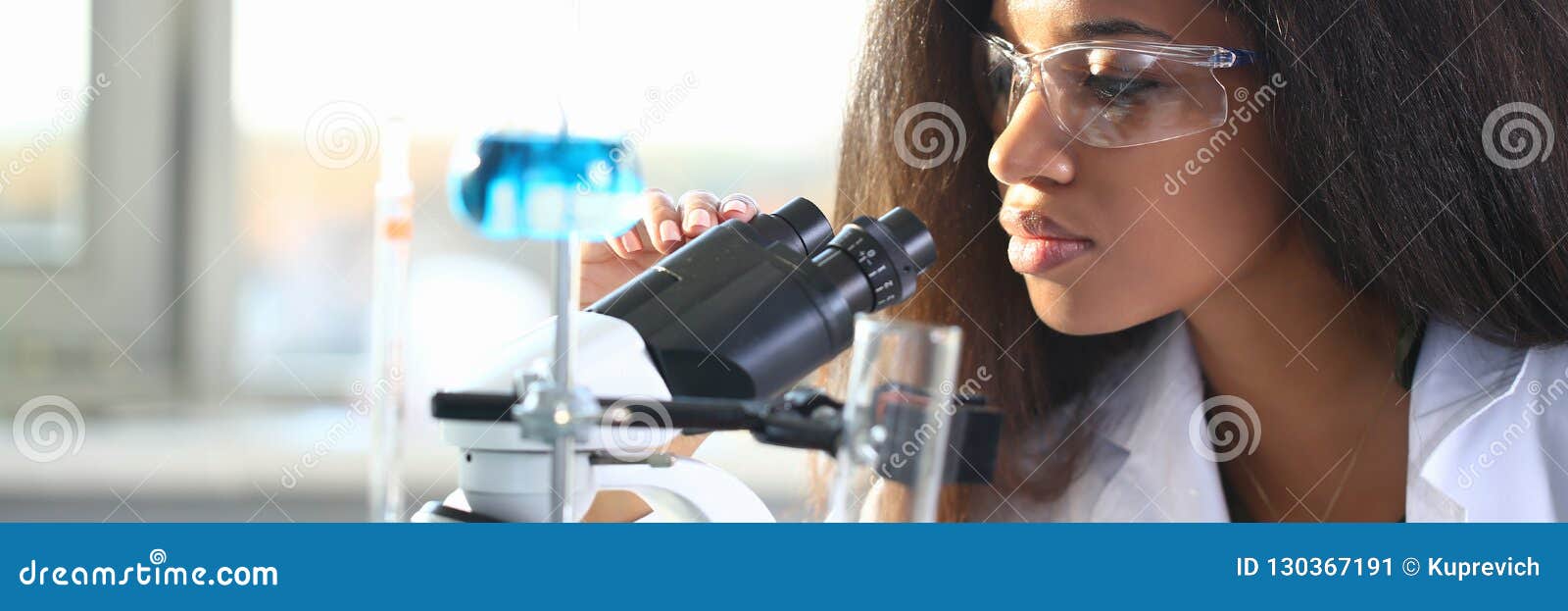 Black Woman Scientist Student Chemist in Protective Stock Image - Image ...