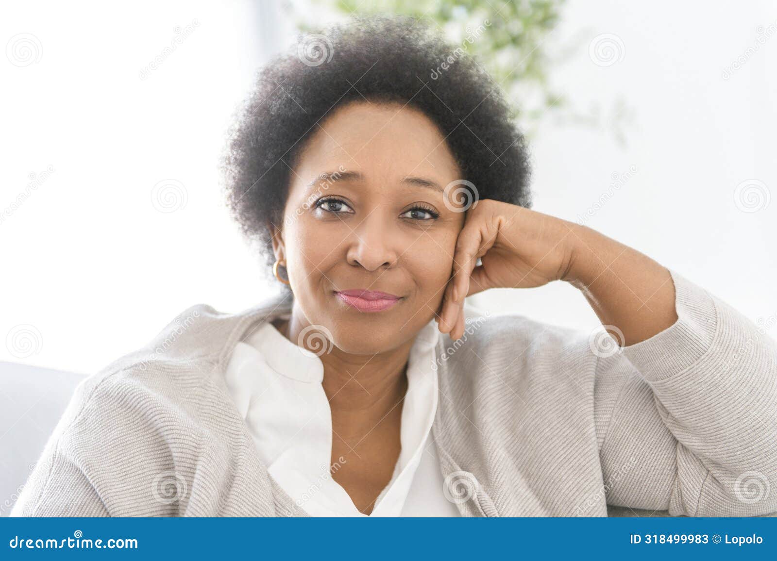 Black Woman Sitting on Sofa at Home Stock Image - Image of 5060, girl ...