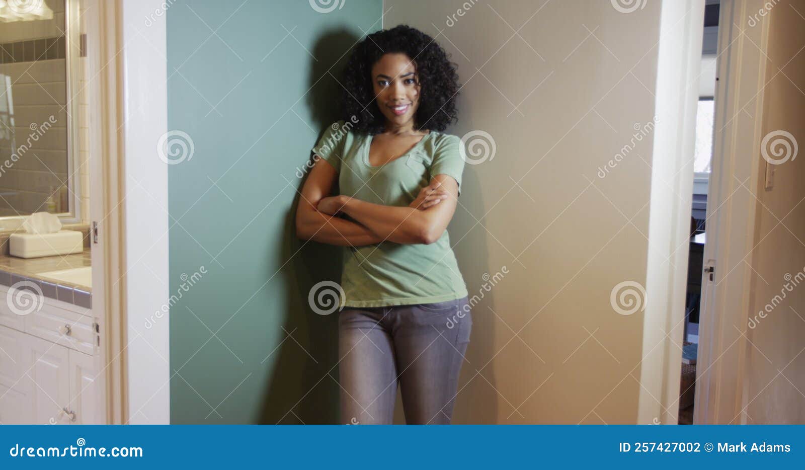 Black Woman Standing in Corner of Room Stock Footage - Video of ...
