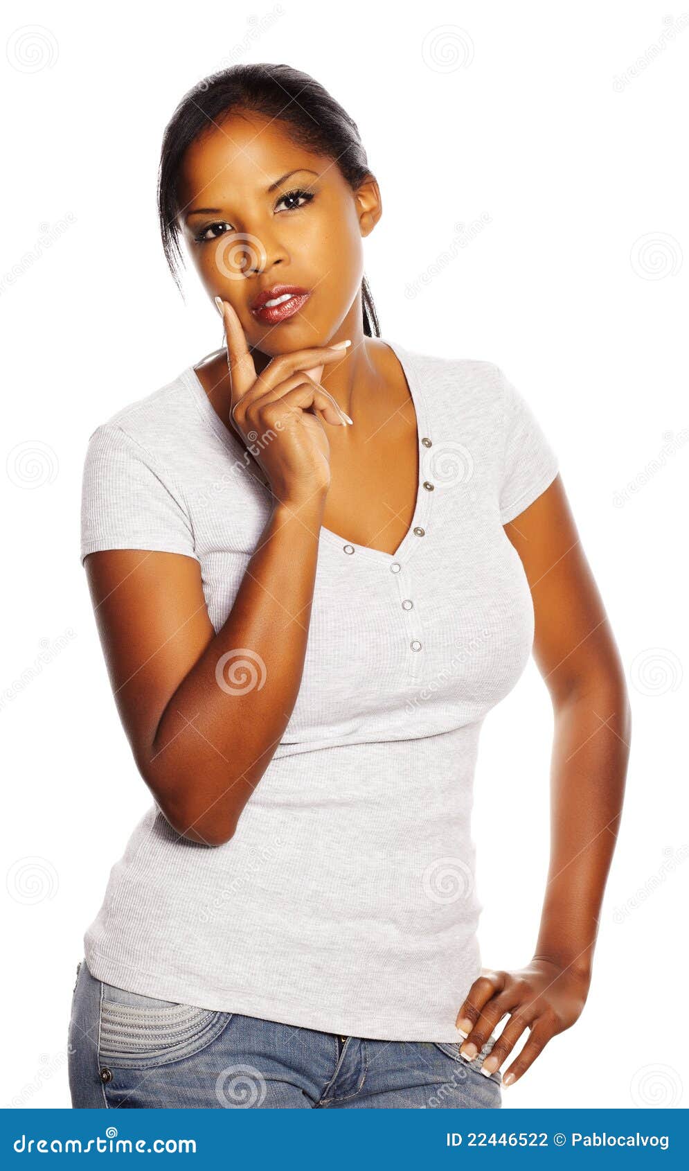 Black woman thinking stock photo. Image of beautiful - 22446522