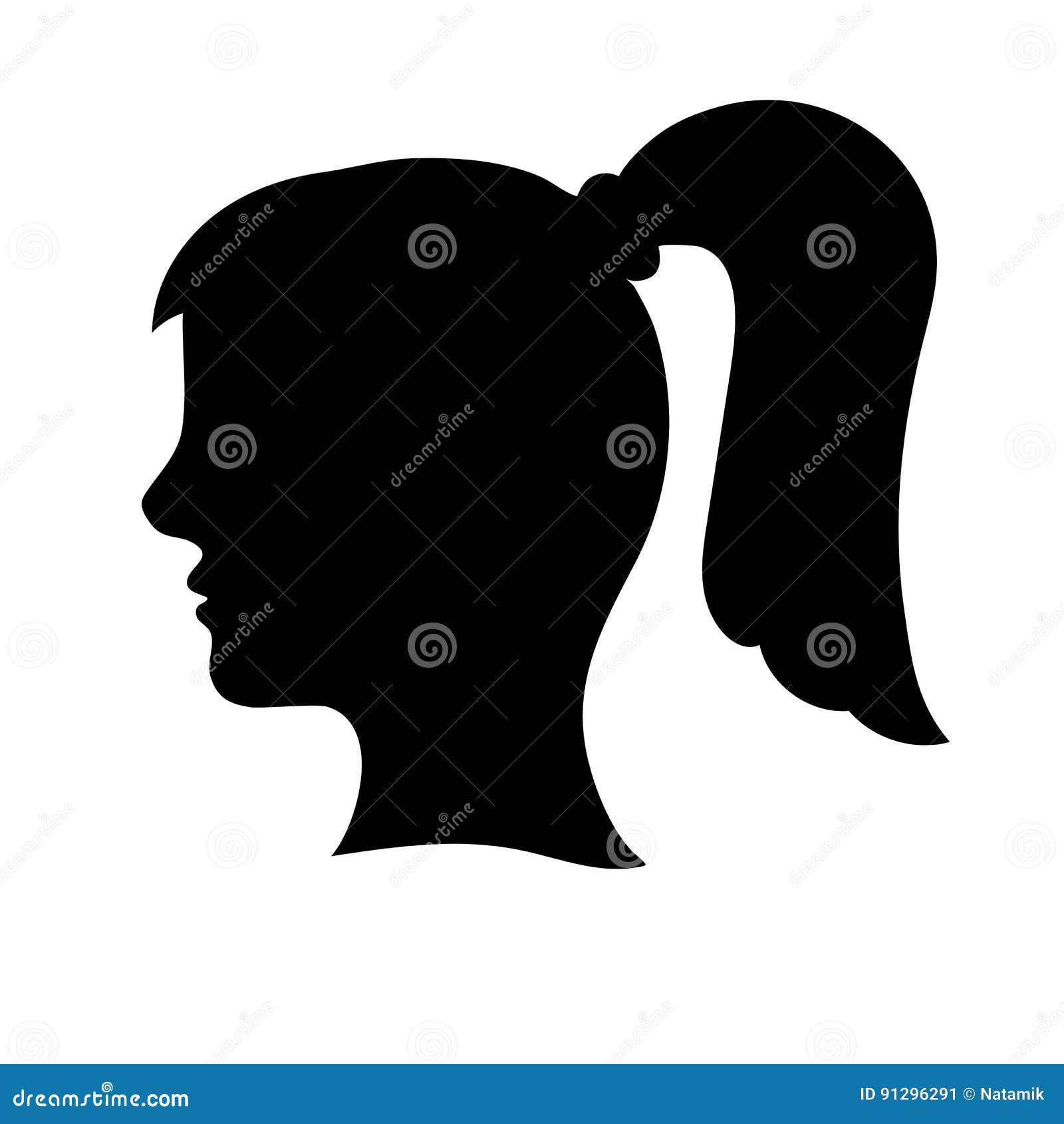 Black womans head outline stock vector. Illustration of beauty - 91296291