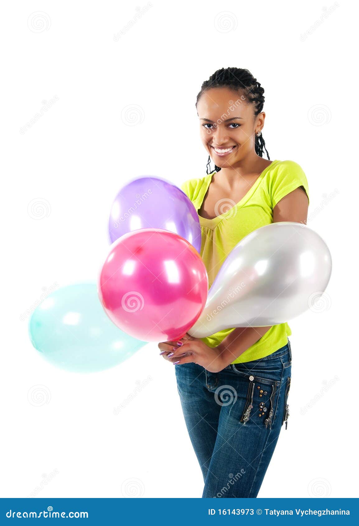 Black Women with the Balloons Stock Image - Image of model, glamour ...