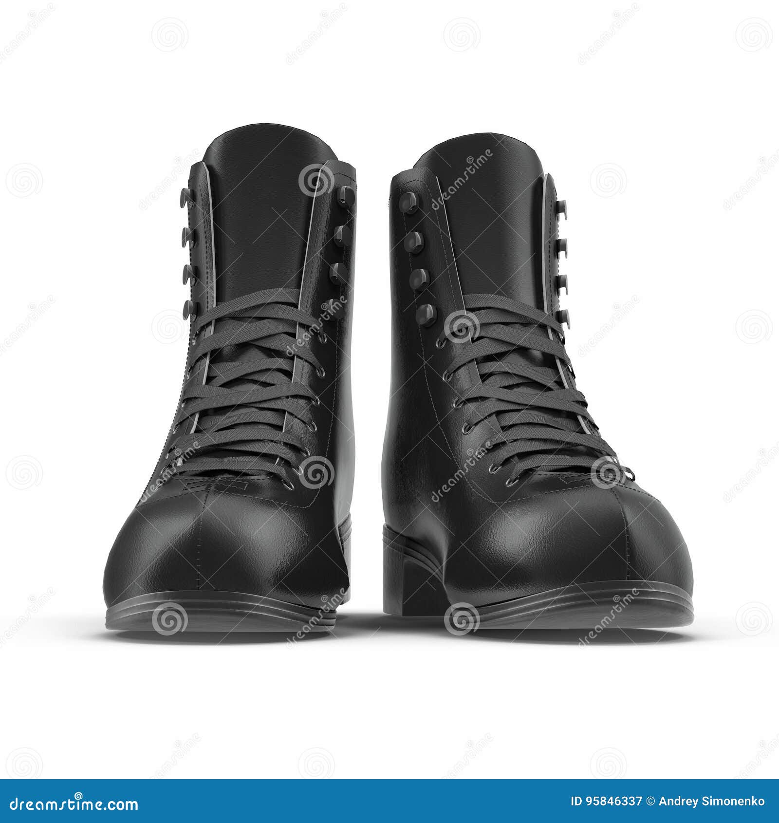 Black Women`s Boot Isolated on White. Front View. 3D Illustration ...
