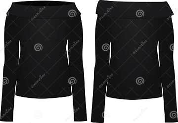 Black Women Top Front and Back View Stock Vector - Illustration of ...