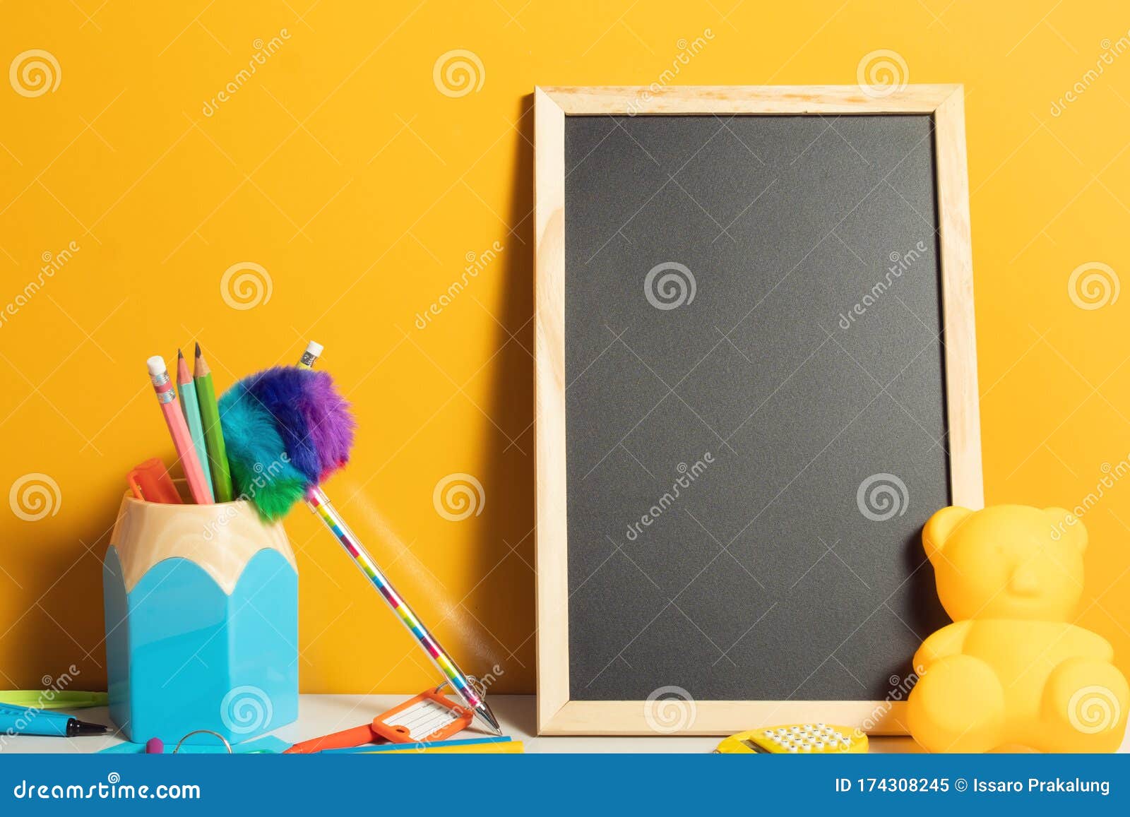 Black Wood Board and Object for Study in Classroom, Student Learning ...