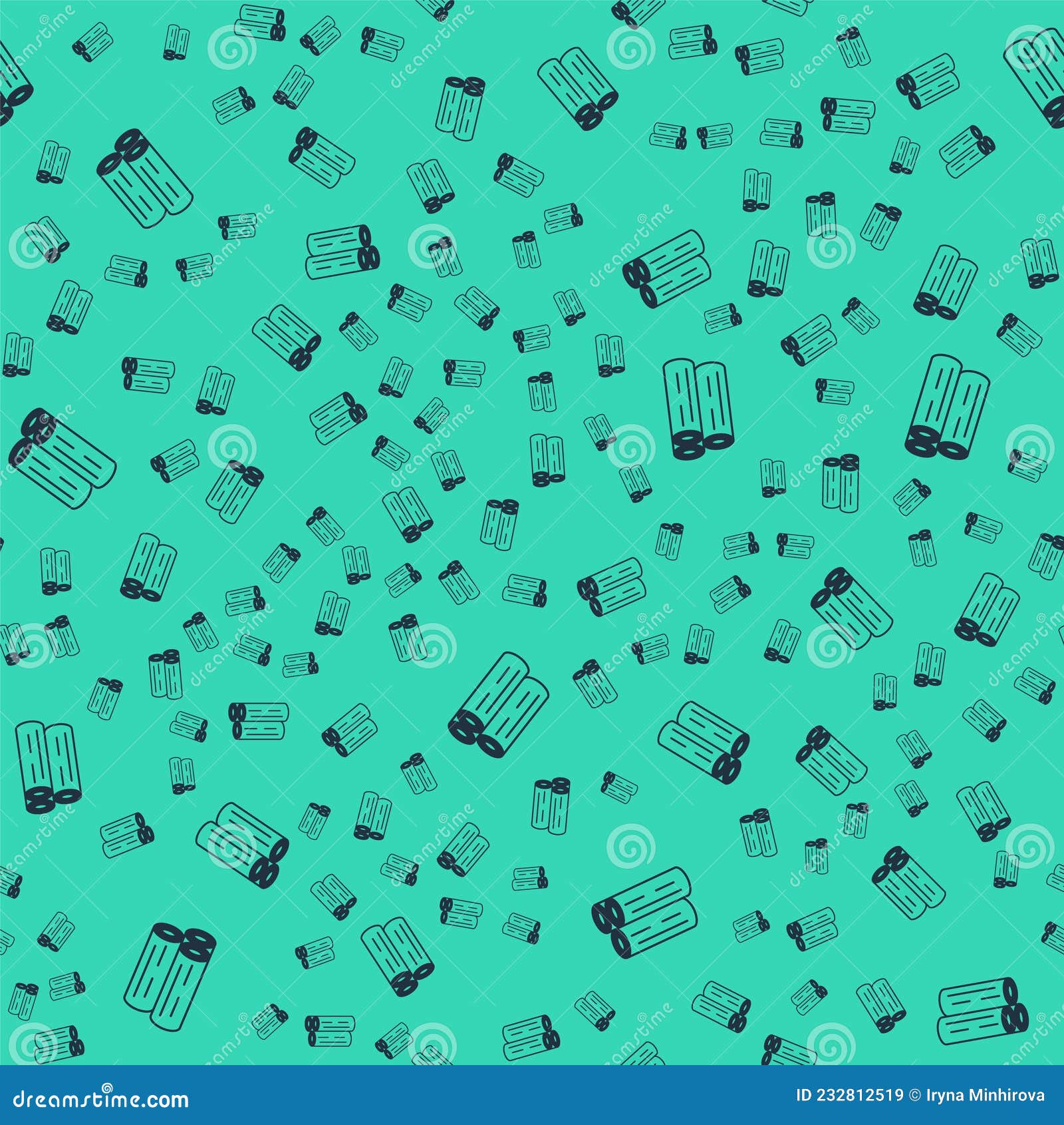 Black Wooden Log Icon Isolated Seamless Pattern on Green Background ...