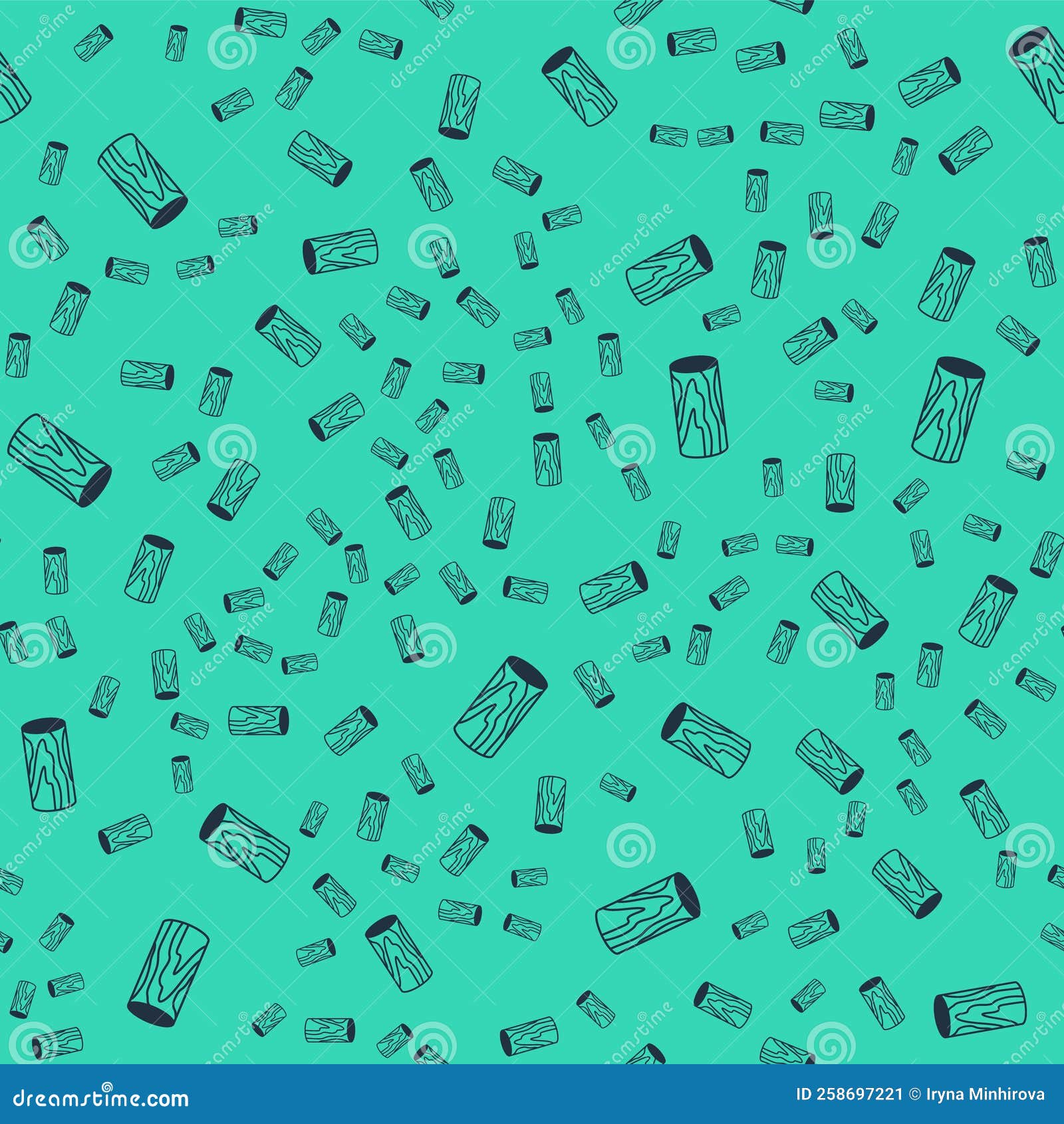 Black Wooden Log Icon Isolated Seamless Pattern on Green Background ...