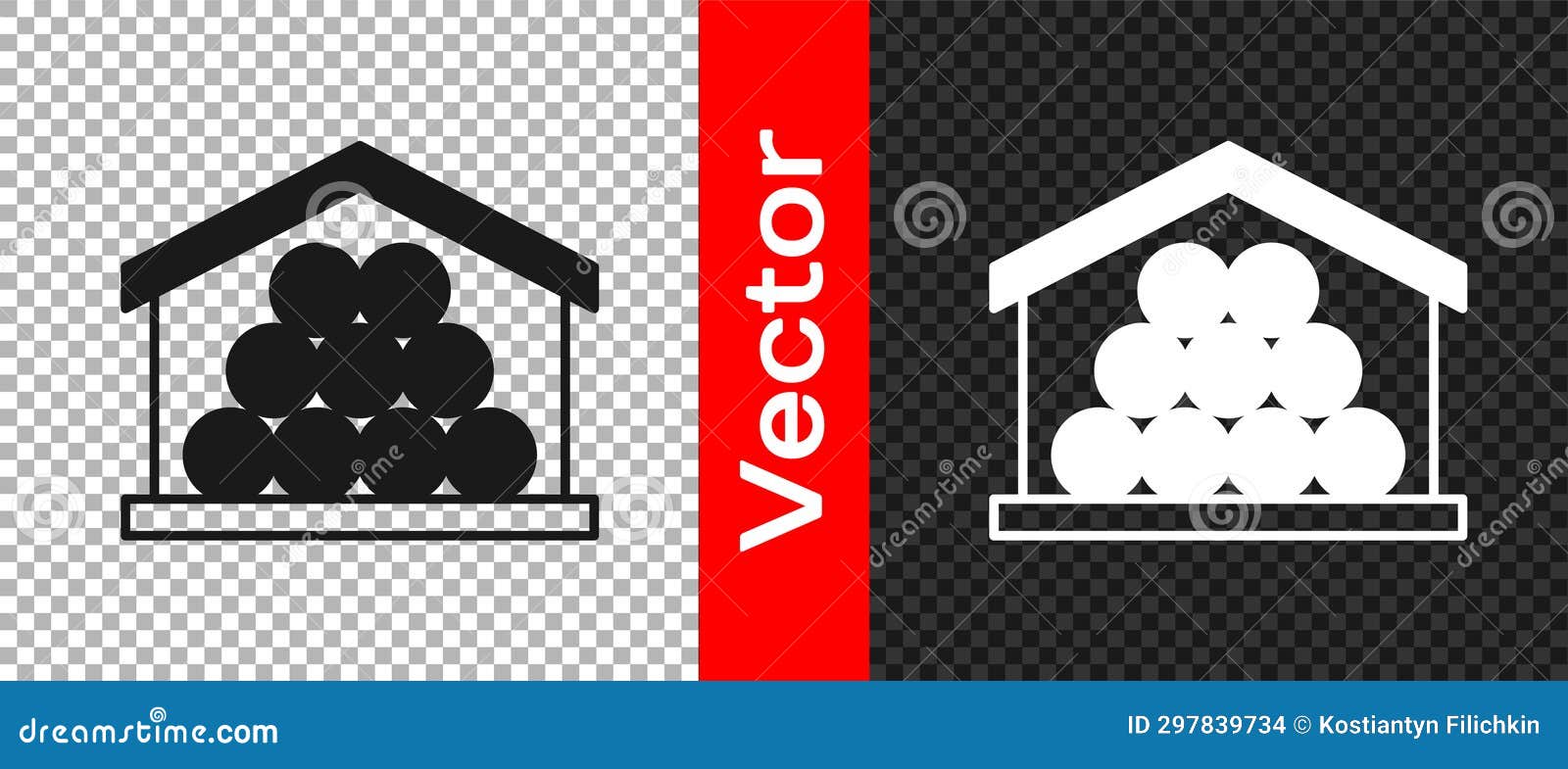 Black Wooden Logs Icon Isolated on Transparent Background. Stack of ...