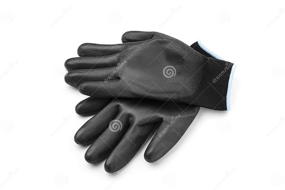 Black Work Gloves Isolated on White Background Stock Photo - Image of ...