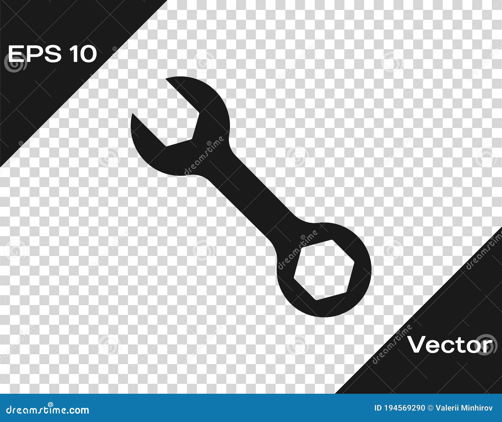 Black Wrench Spanner Icon Isolated on Transparent Background. Vector ... Black Wrench Spanner Icon Isolated on Transparent Background. Vector ...