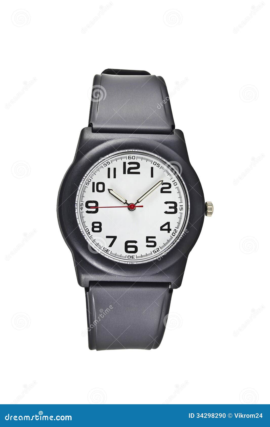 Black wrist watch stock photo. Image of closeup, second - 34298290