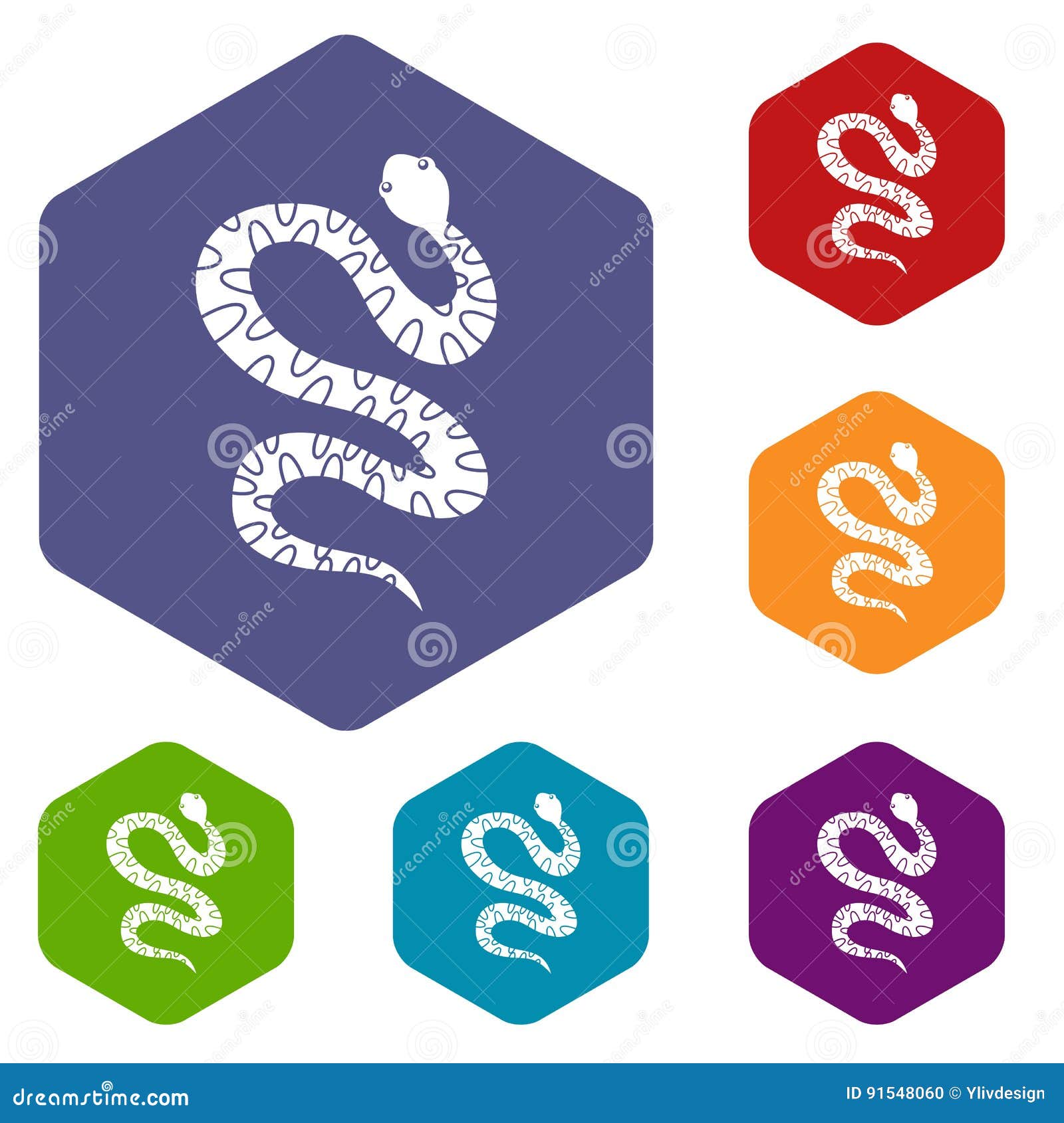 Black Writhing Snake Icons Set Hexagon Stock Vector - Illustration of ...