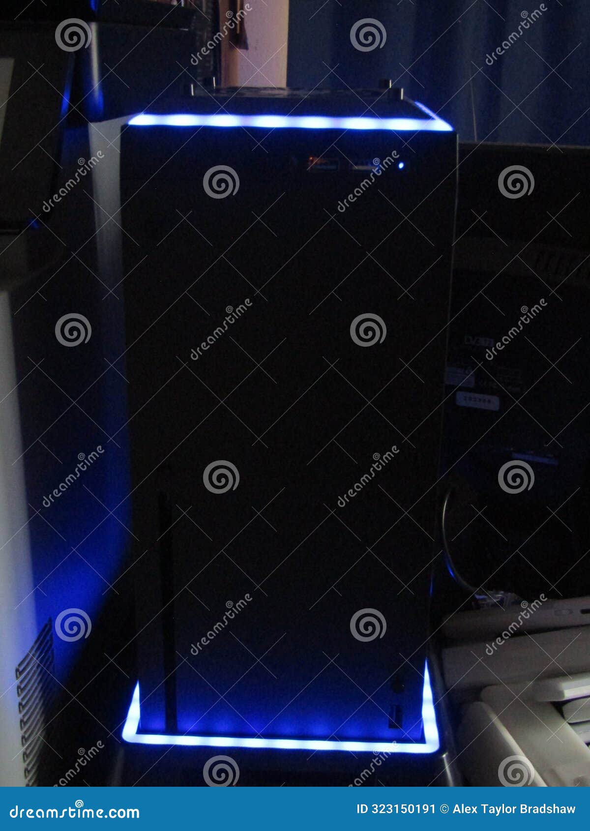 Black XBOX Series X with Blue Fan Light Stock Image - Image of darkness ...