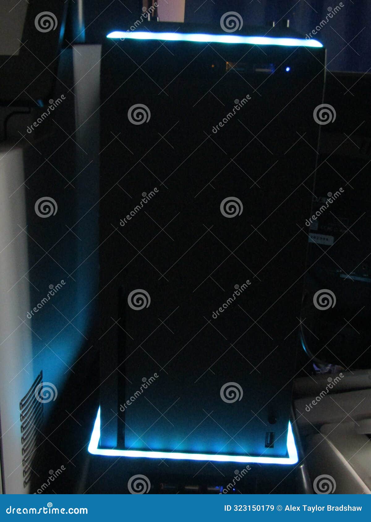 Black XBOX Series X with Light Blue Fan Light Stock Image - Image of ...