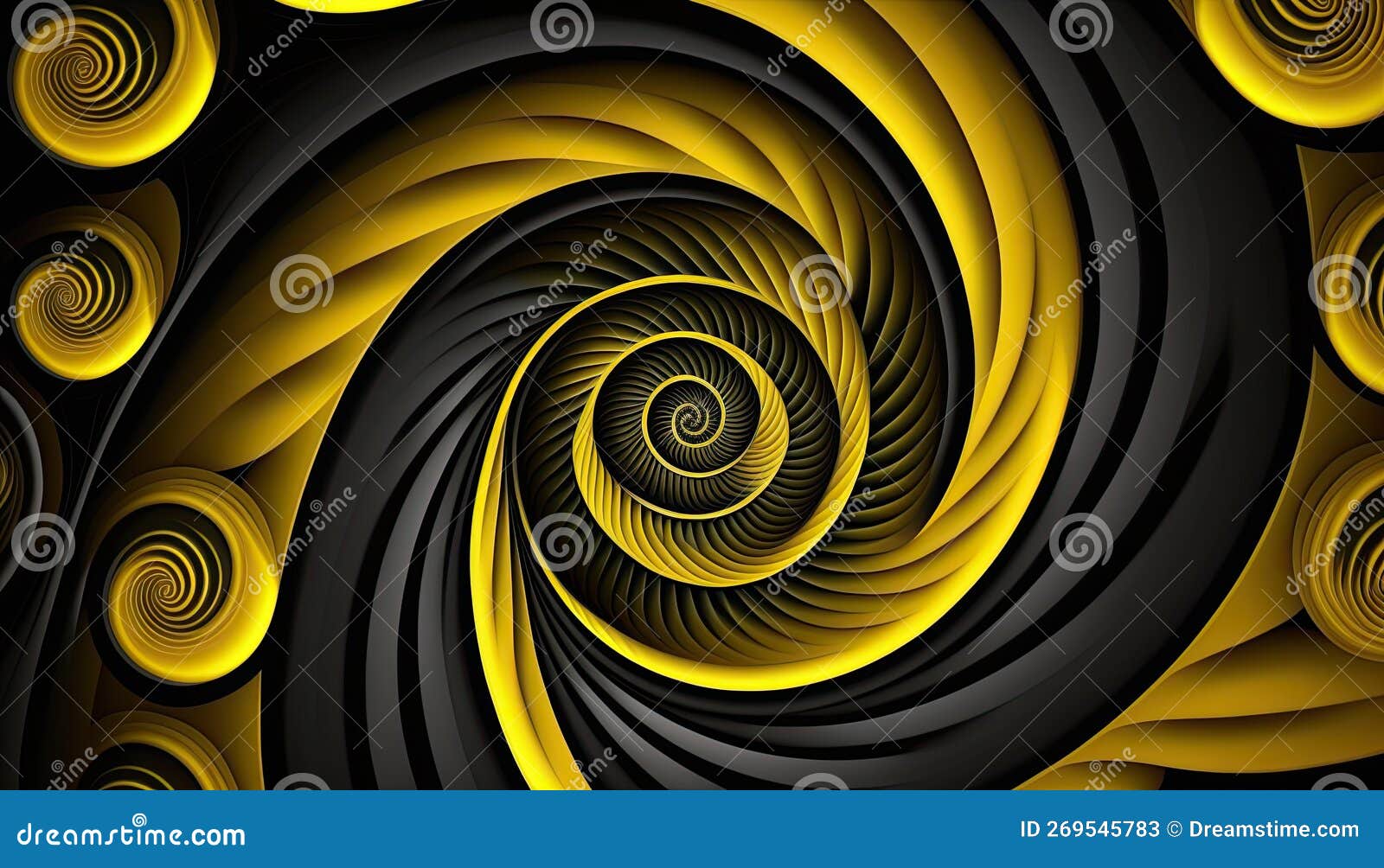 Black and Yellow Abstract Recursive Spiral Texture Pattern, Wallpaper ...