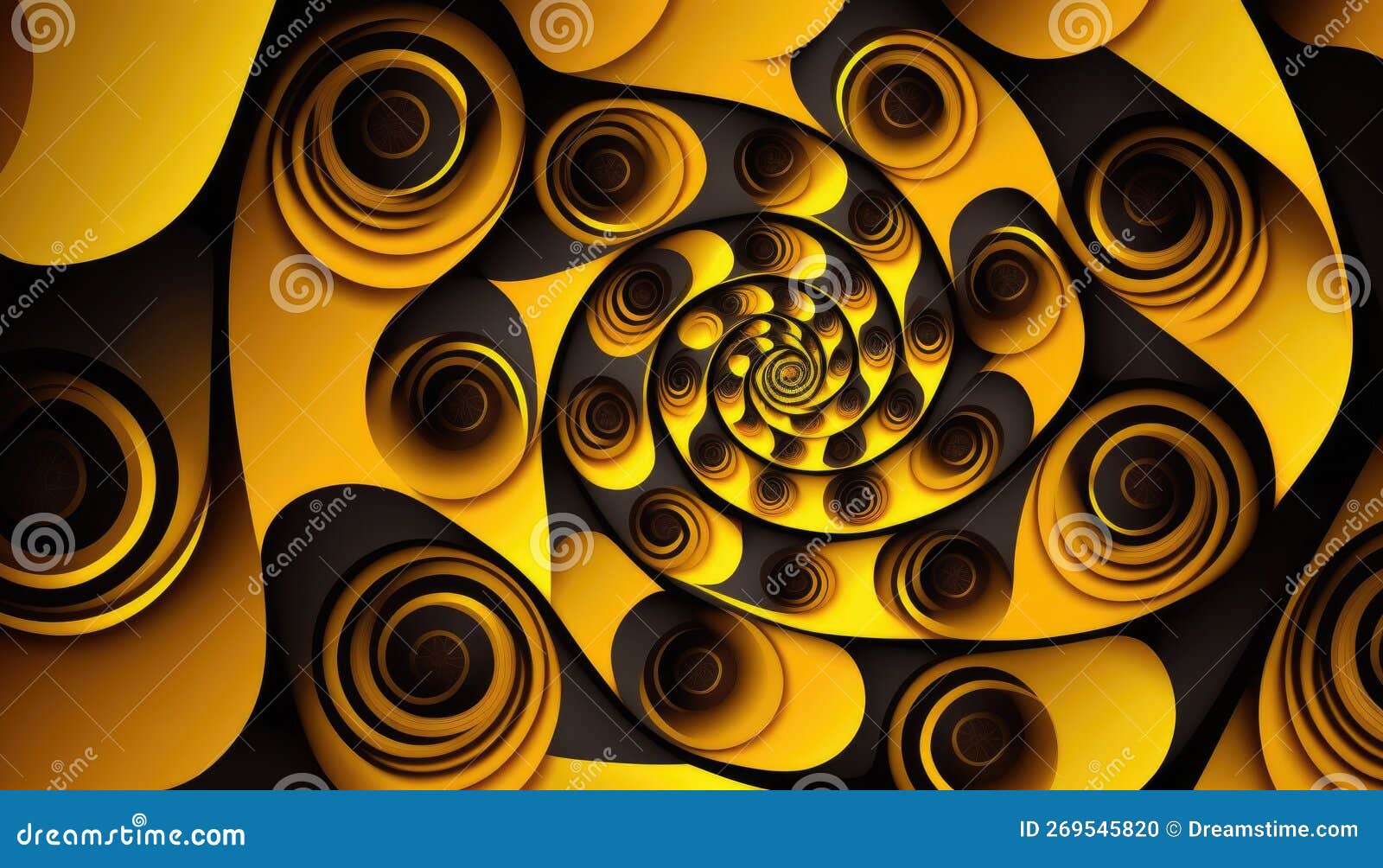 Black and Yellow Abstract Recursive Spiral Texture Pattern, Wallpaper ...