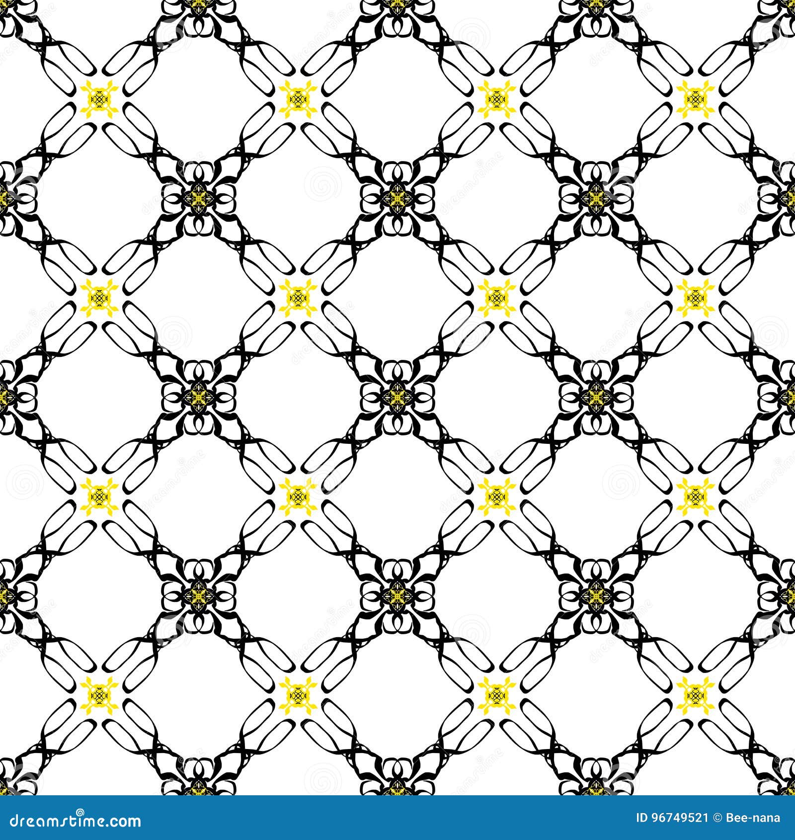 Black and Yellow Abstract Seamless Pattern Design on a White Background ...