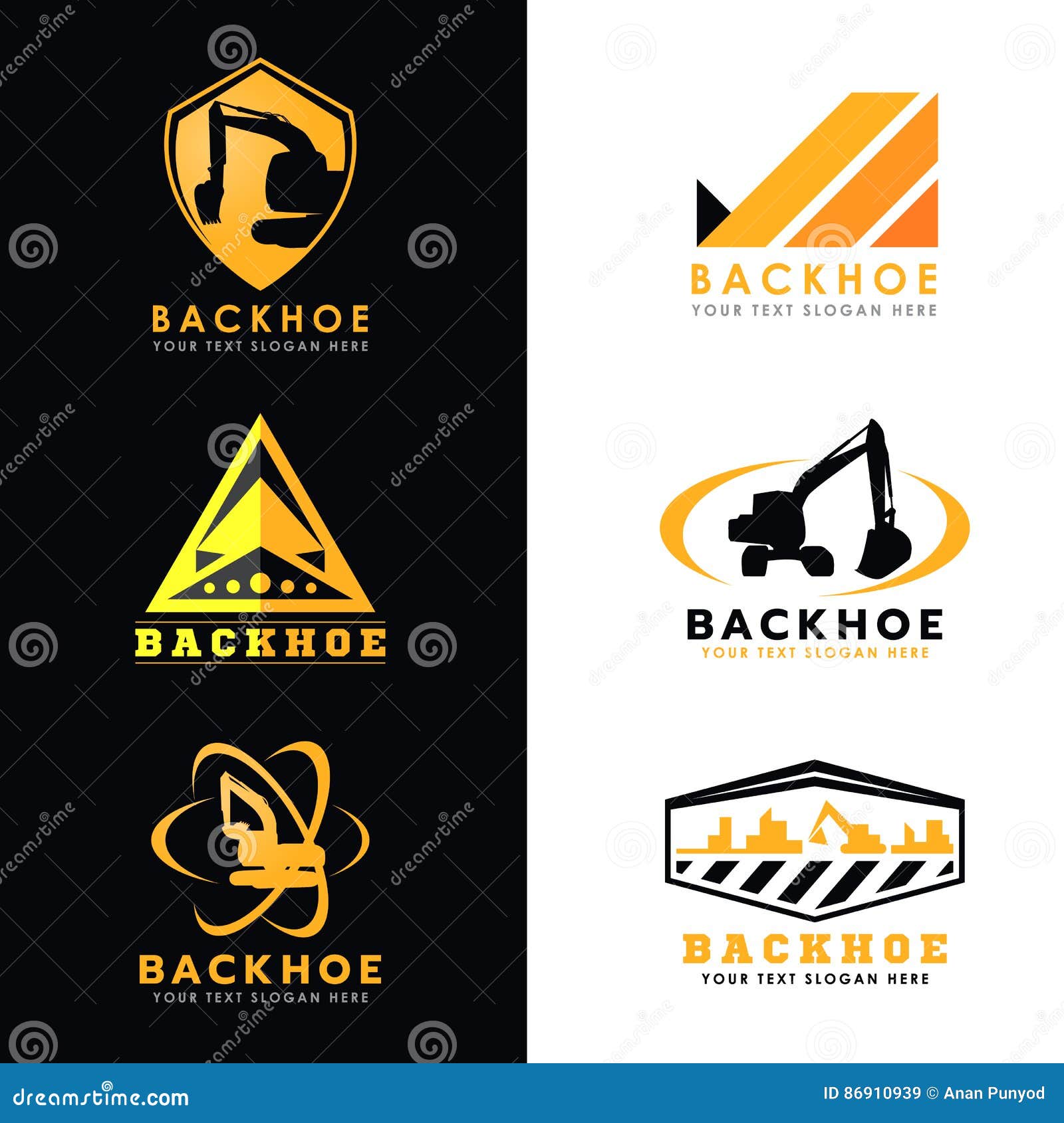 Backhoe Logo Design . Excavator Logo Business Card Template Stock ...