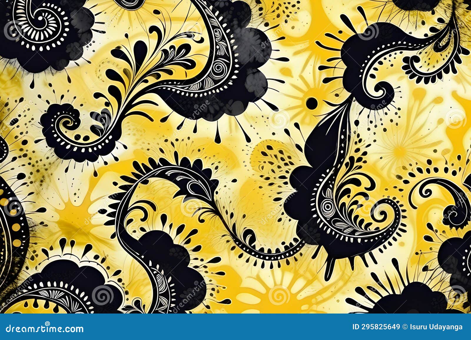 Black and Yellow Batik Splashes with Pattern Stock Illustration ...