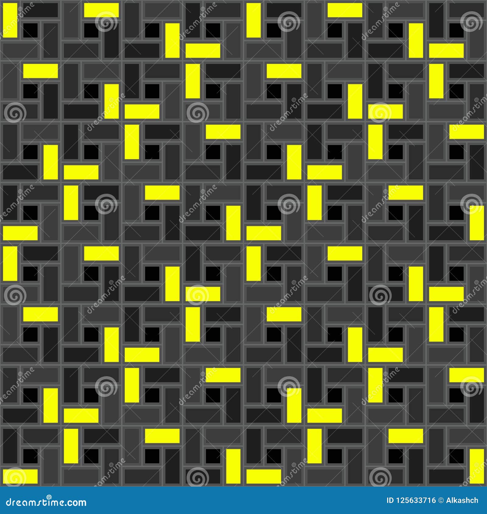 Black Yellow Brick Spiral Tile Clockwise Texture Seamless Patter Vector ...