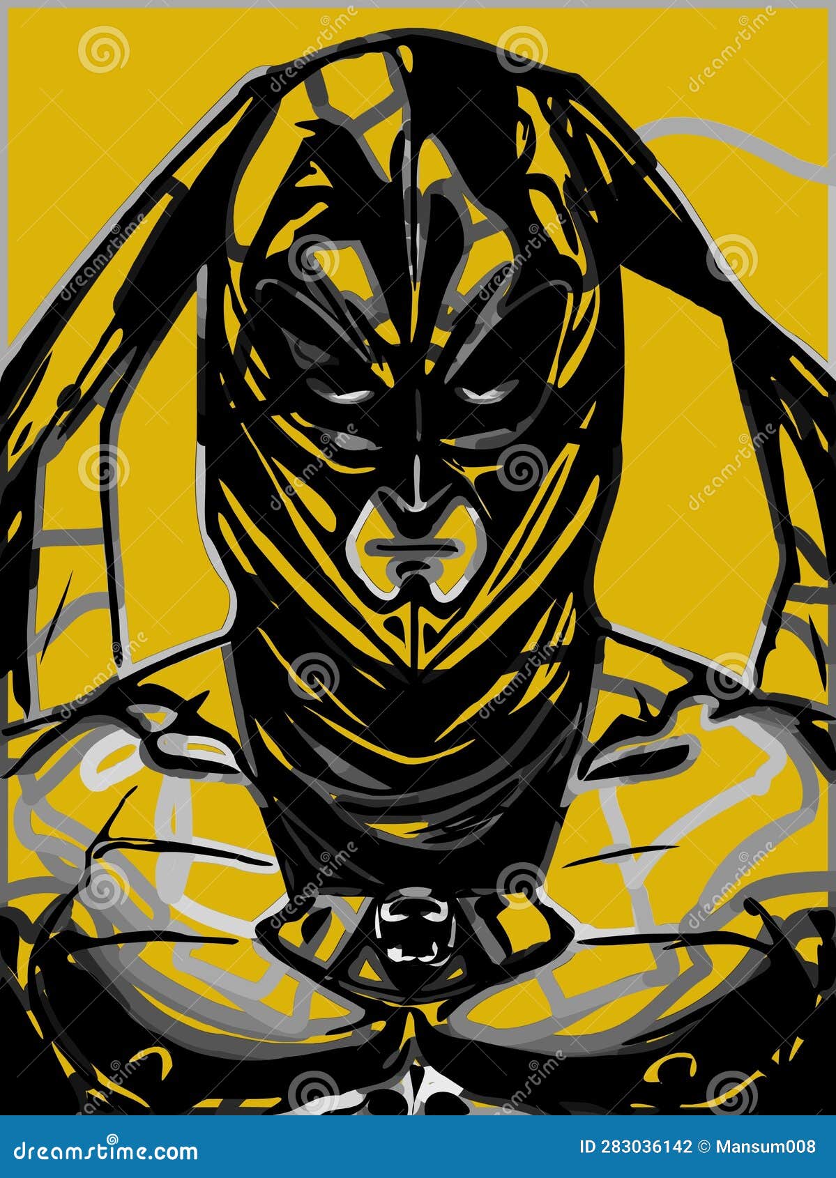 Black and Yellow Color of Monster Evil Cartoon Stock Illustration ...