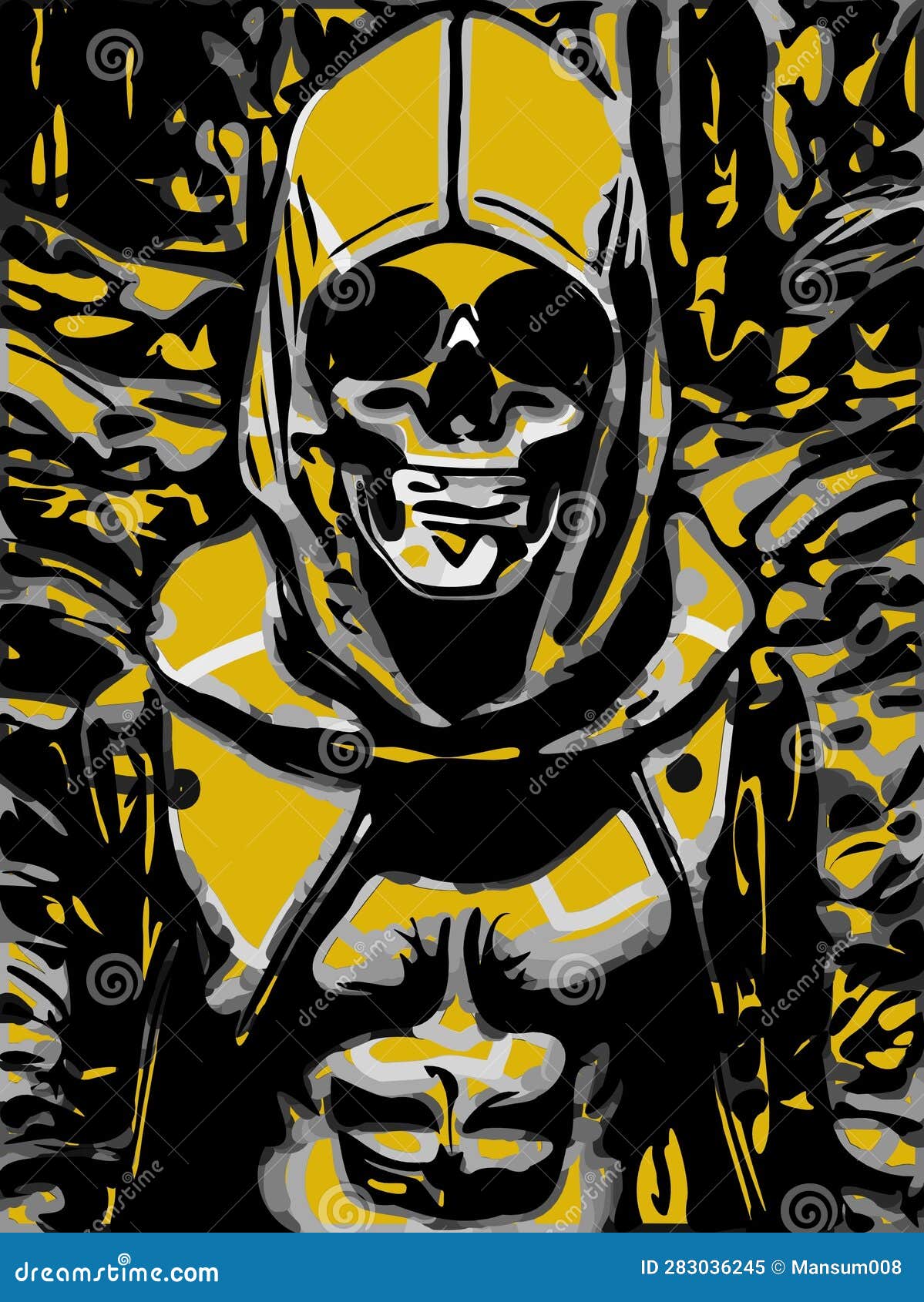 Black and Yellow Color of Monster Evil Cartoon Stock Illustration ...