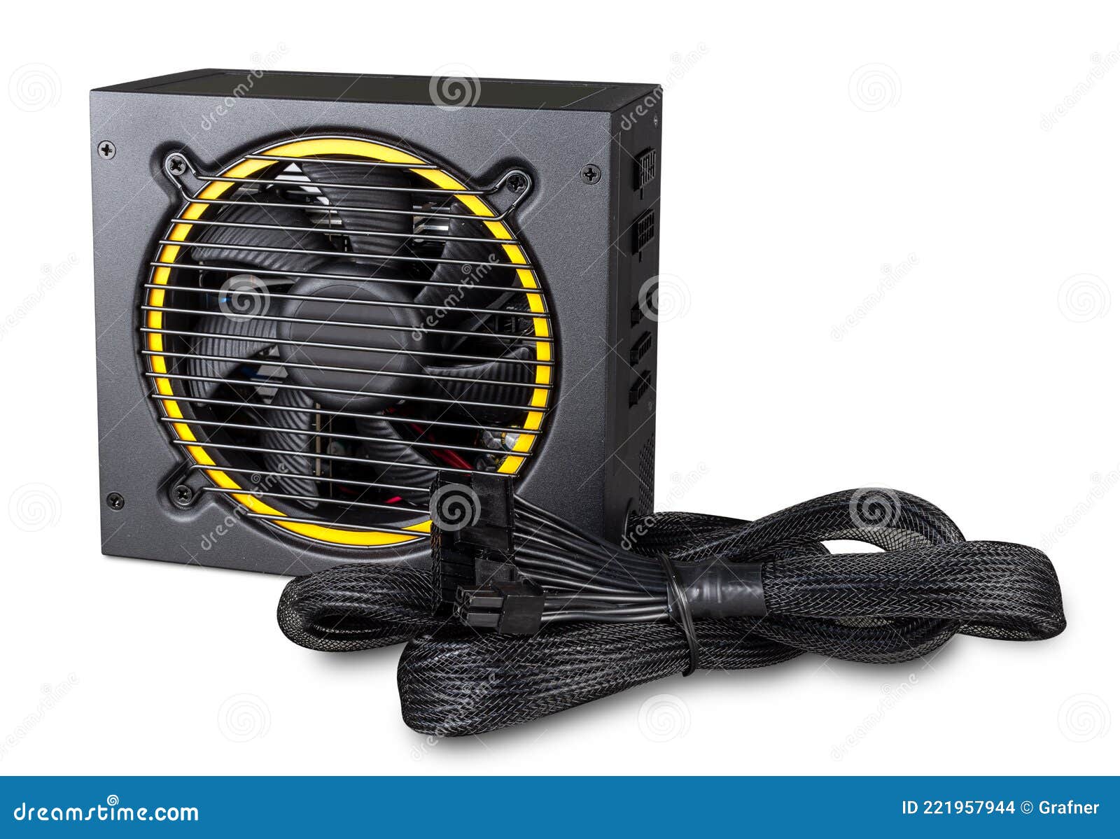 Black Yellow Computer Atx Format Modular Power Supply With Cables ...