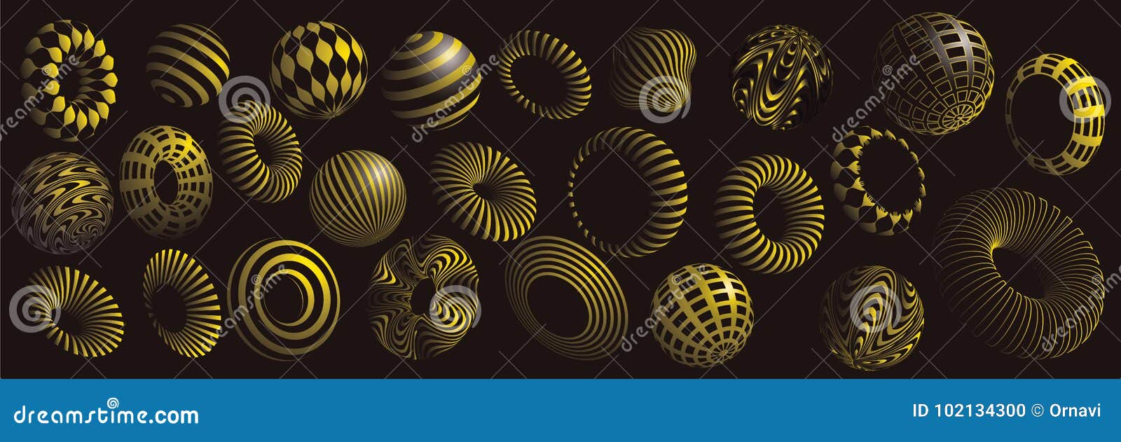 Black and Yellow 3d Shapes Vector Set Stock Vector - Illustration of ...