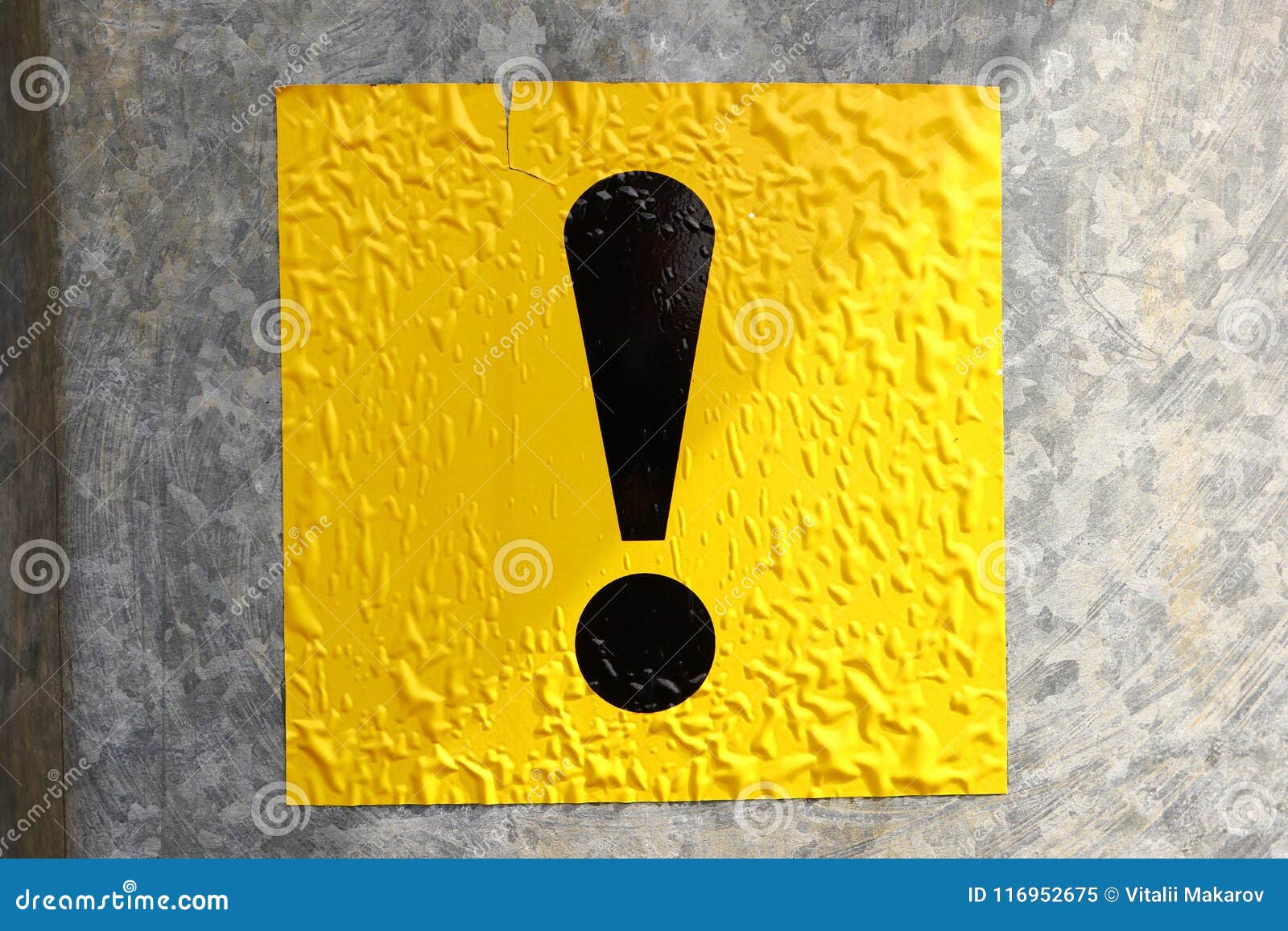 Yellow Exclamation Mark Sign Painted On A Asphalt Road Surface Royalty ...