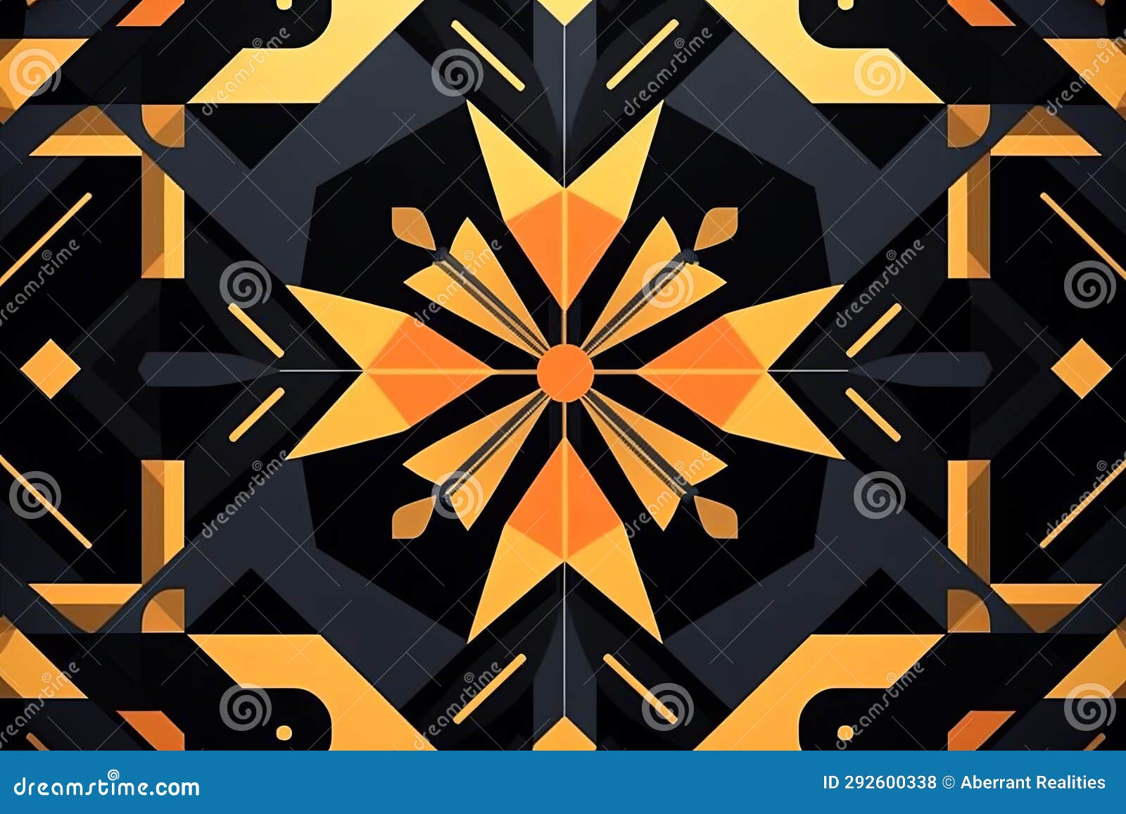 A Black and Yellow Geometric Pattern on a Black Background Stock ...