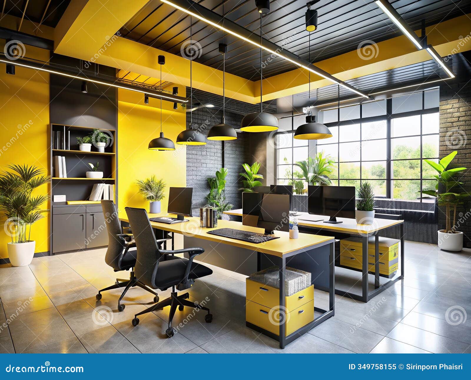 Black and Yellow Modern Office Design Sleek Aesthetics Minimalist Decor ...