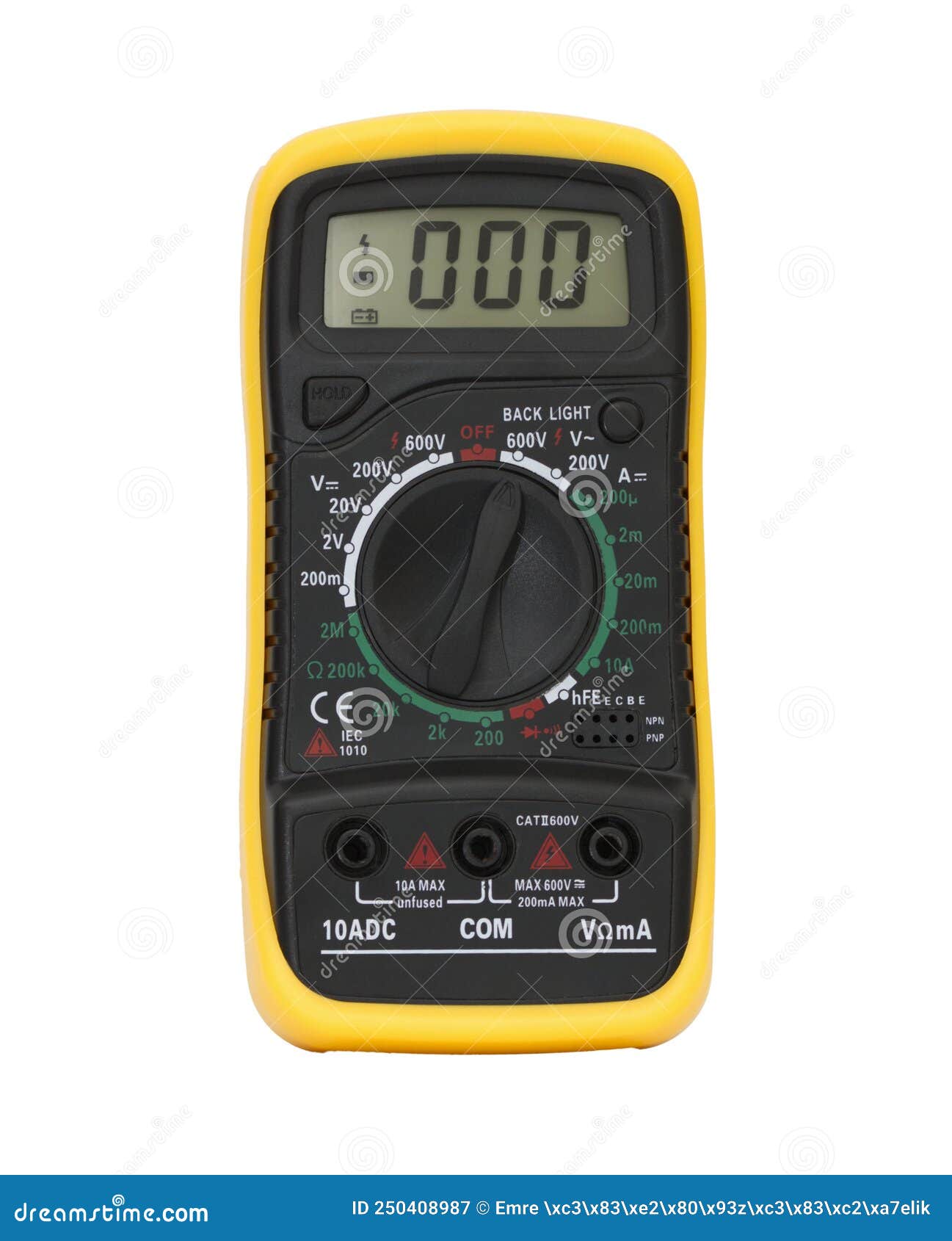Black, Yellow Multimeter Isolated on White Background Stock Image ...